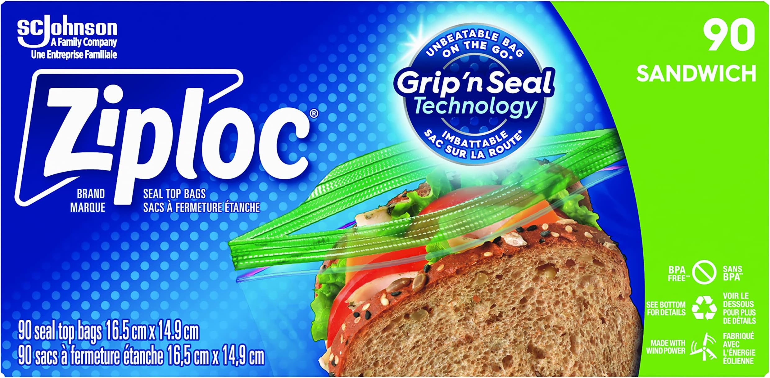 Ziploc Snack and Sandwich Bags for On-The-Go Freshness, Grip 'n Seal ...