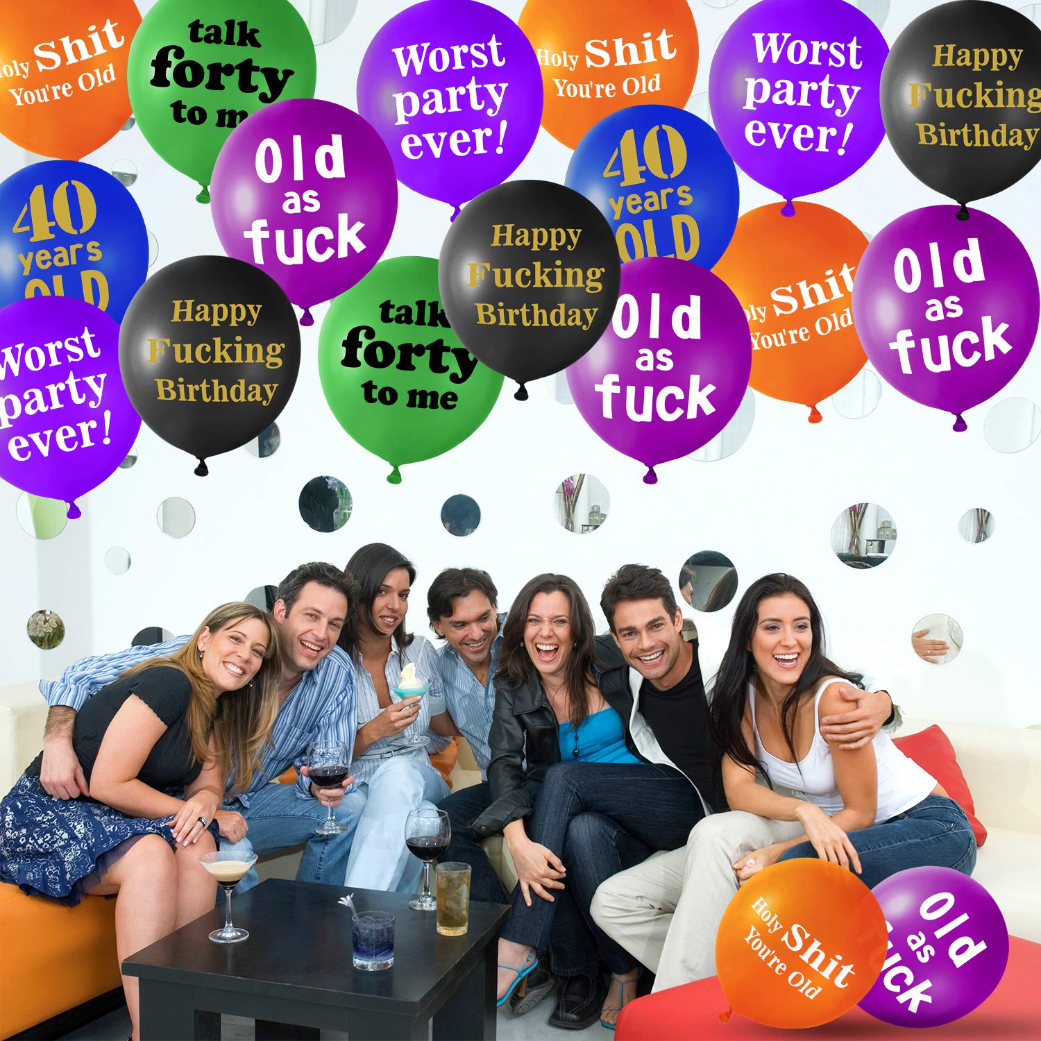 TUPARKA 18 PCS 40th Birthday Balloons Funny Rude Birthday Balloons ...