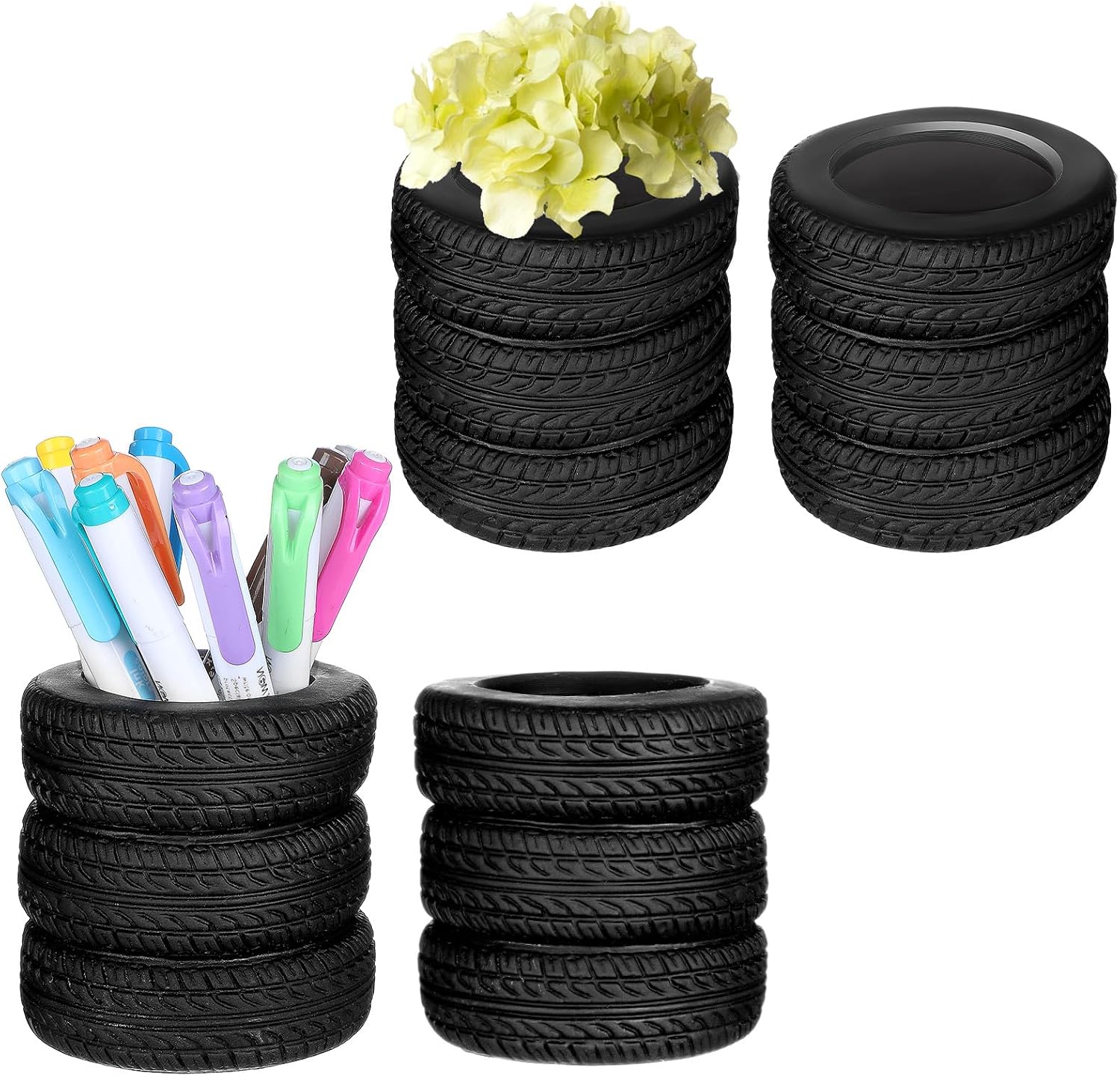 Amazon.com: 4 PCS Tire Shape Pencil Holder, Car Tire Pencil Holder ...