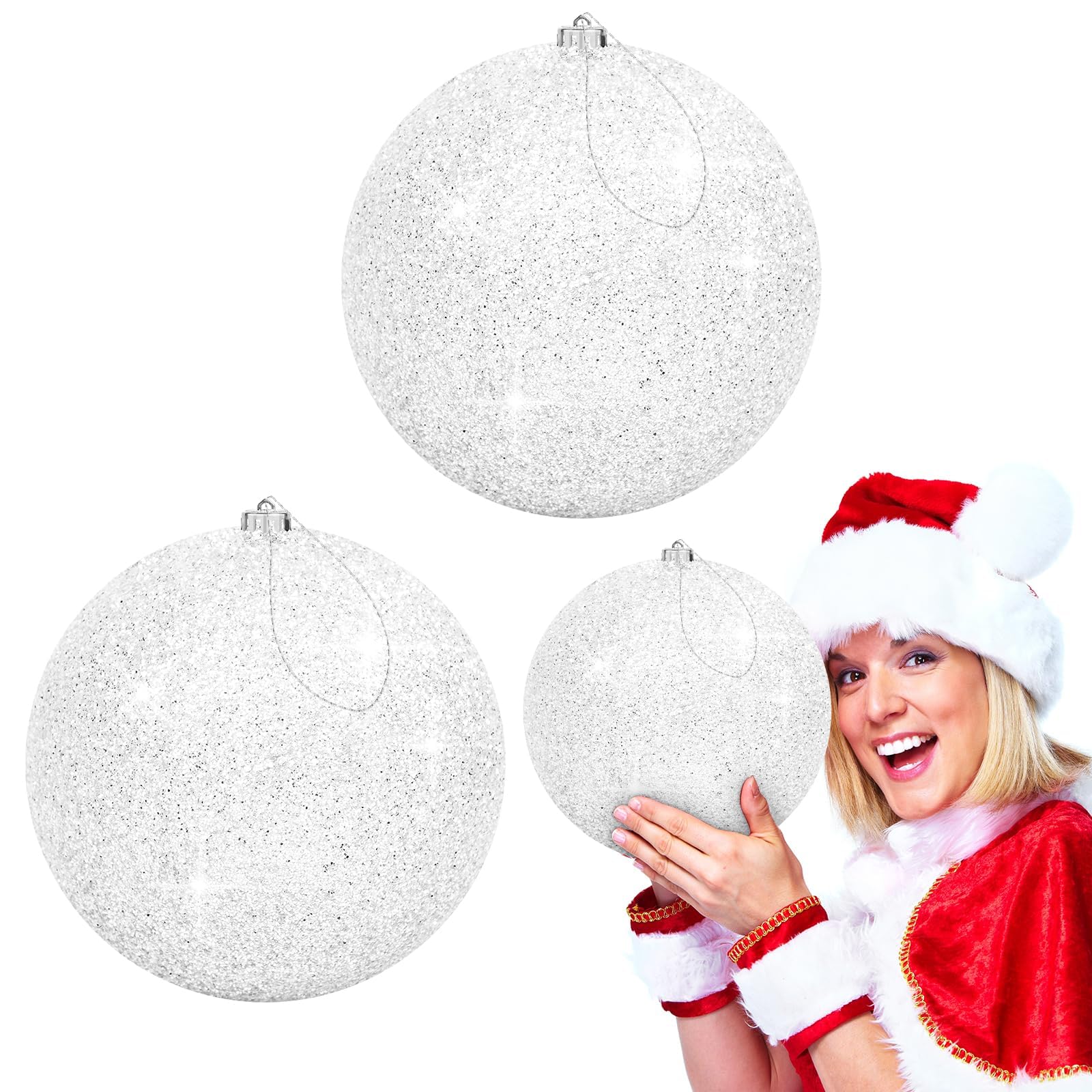Amazon.com: 2Pack 8" Large Christmas Balls Christmas Tree Decoration ...