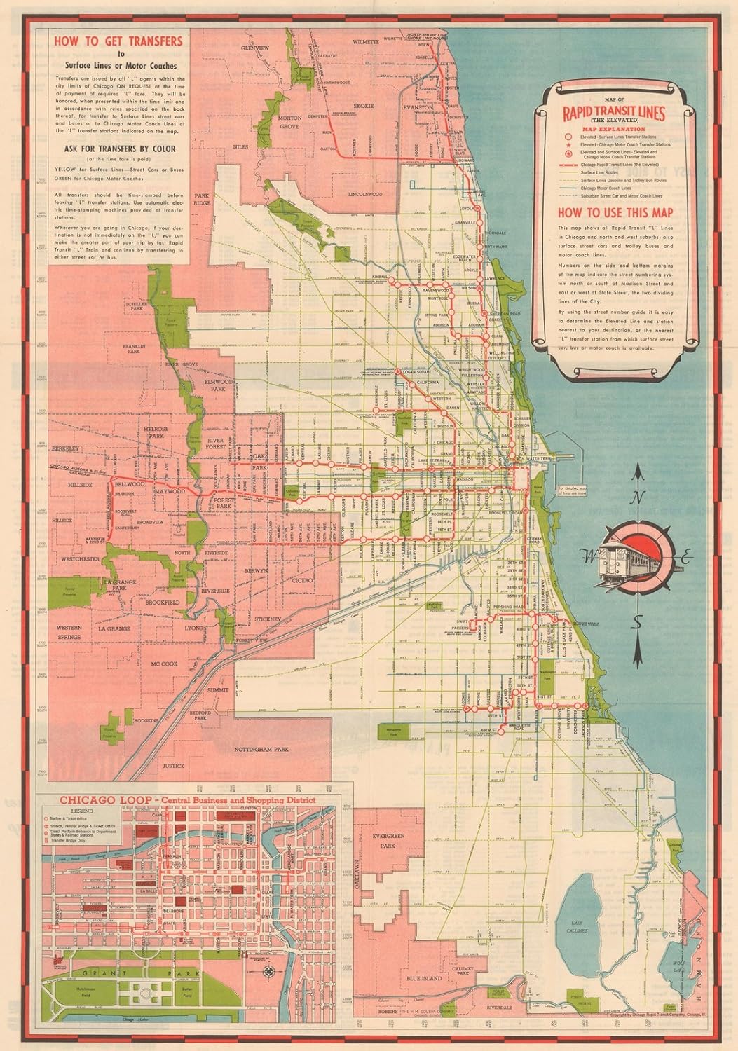 Amazon.com: Historic Pictoric Map - Chicago Transit Maps, Rapid Transit ...