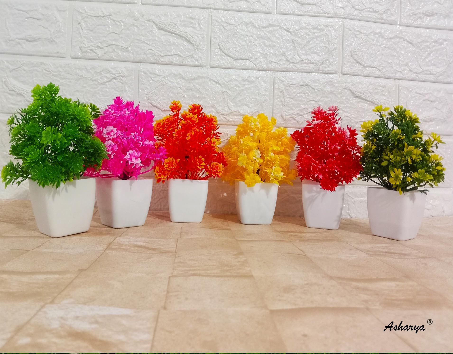 Buy ASHARYA® Artificial Potted Plants, Mini Green Plant with Pot Small ...