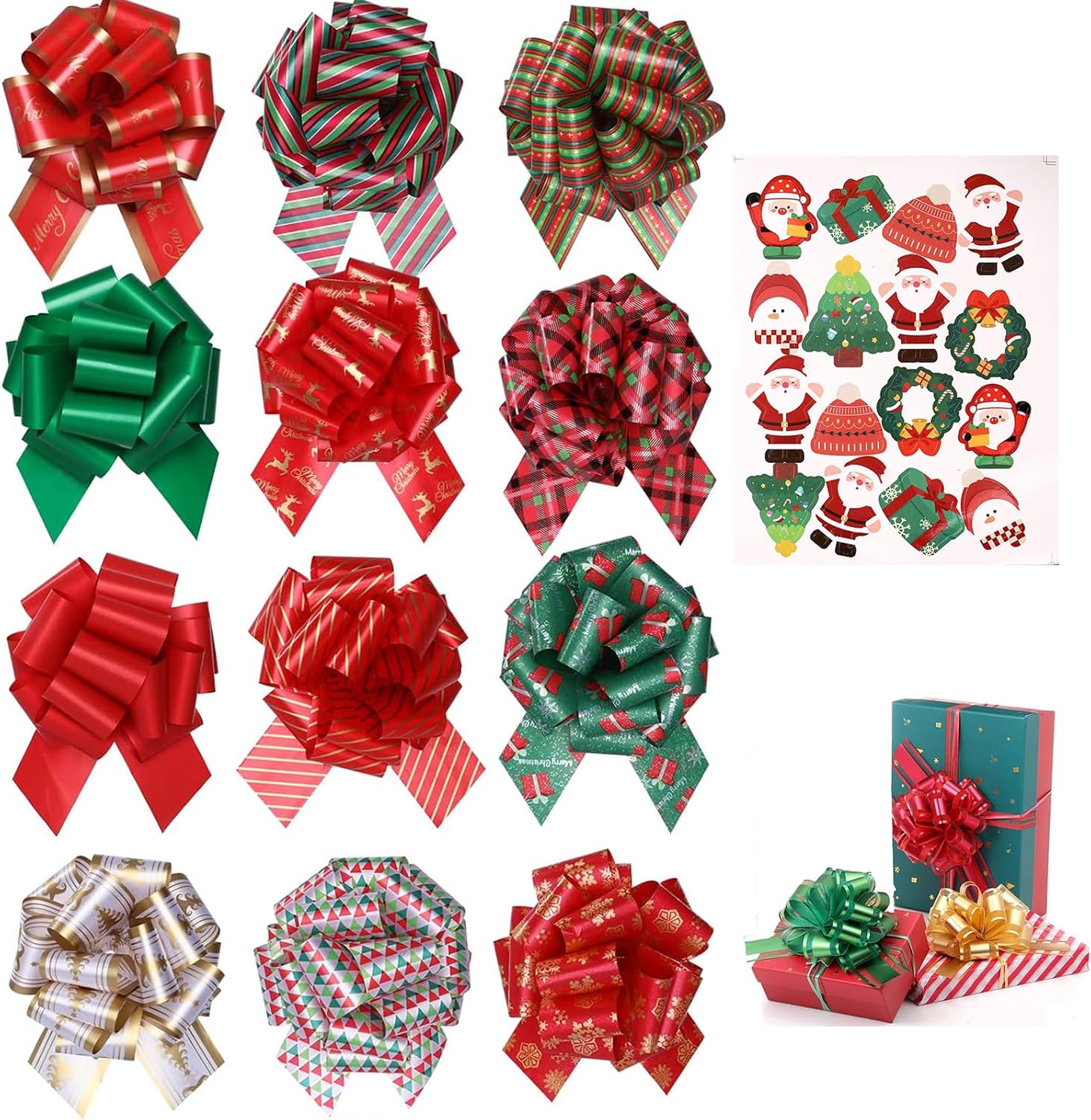 Amazon.com: Jywtleey 12 pcs Christmas Bows for Gift Wrapping,5 inch ...