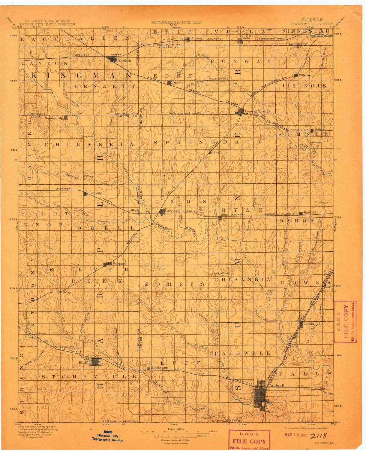 Amazon.com : YellowMaps Caldwell KS topo map, 1:125000 Scale, 30 X 30 ...
