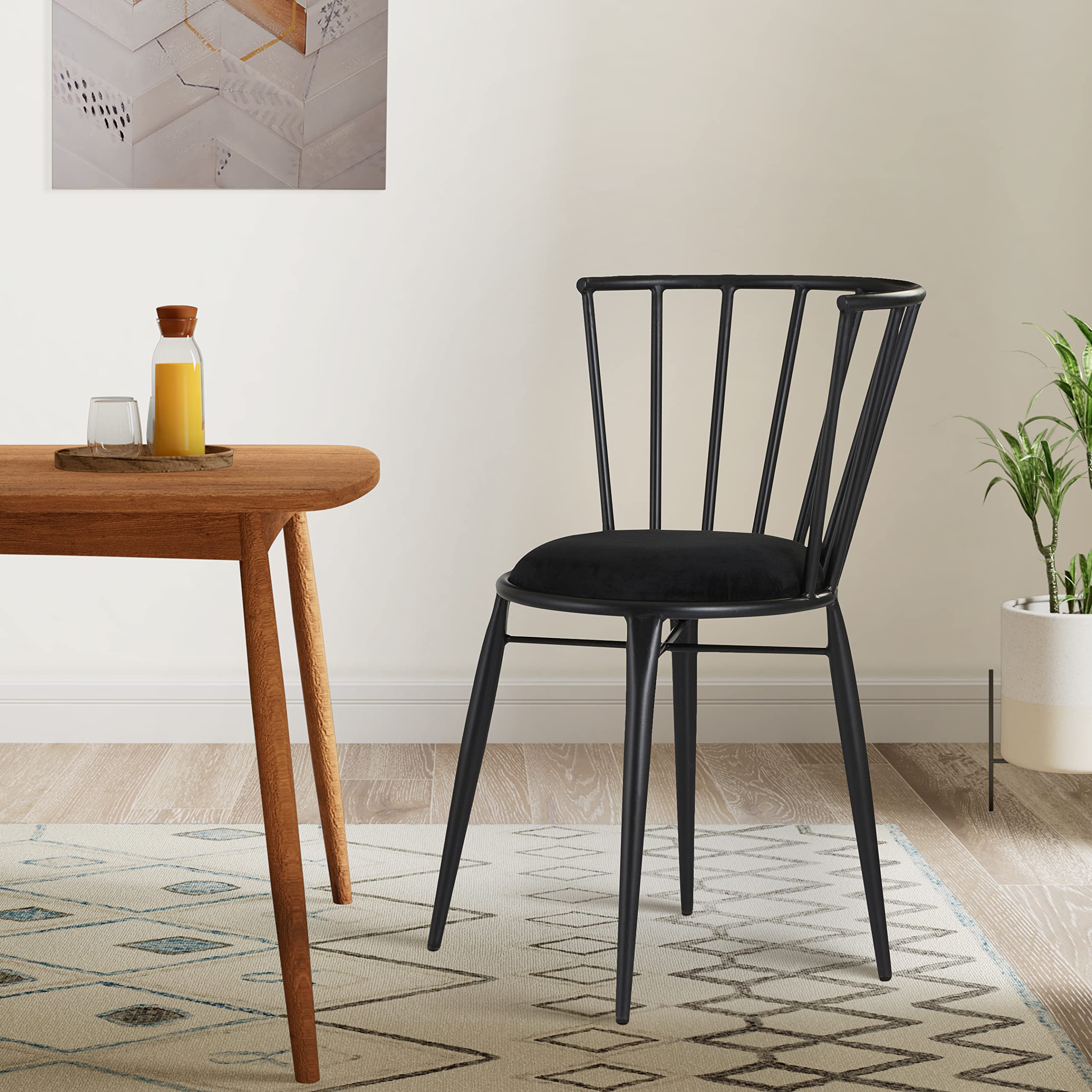 Amazon Brand - Solimo Craley Chair with Cushioned Seat (Iron, Black, 1 ...