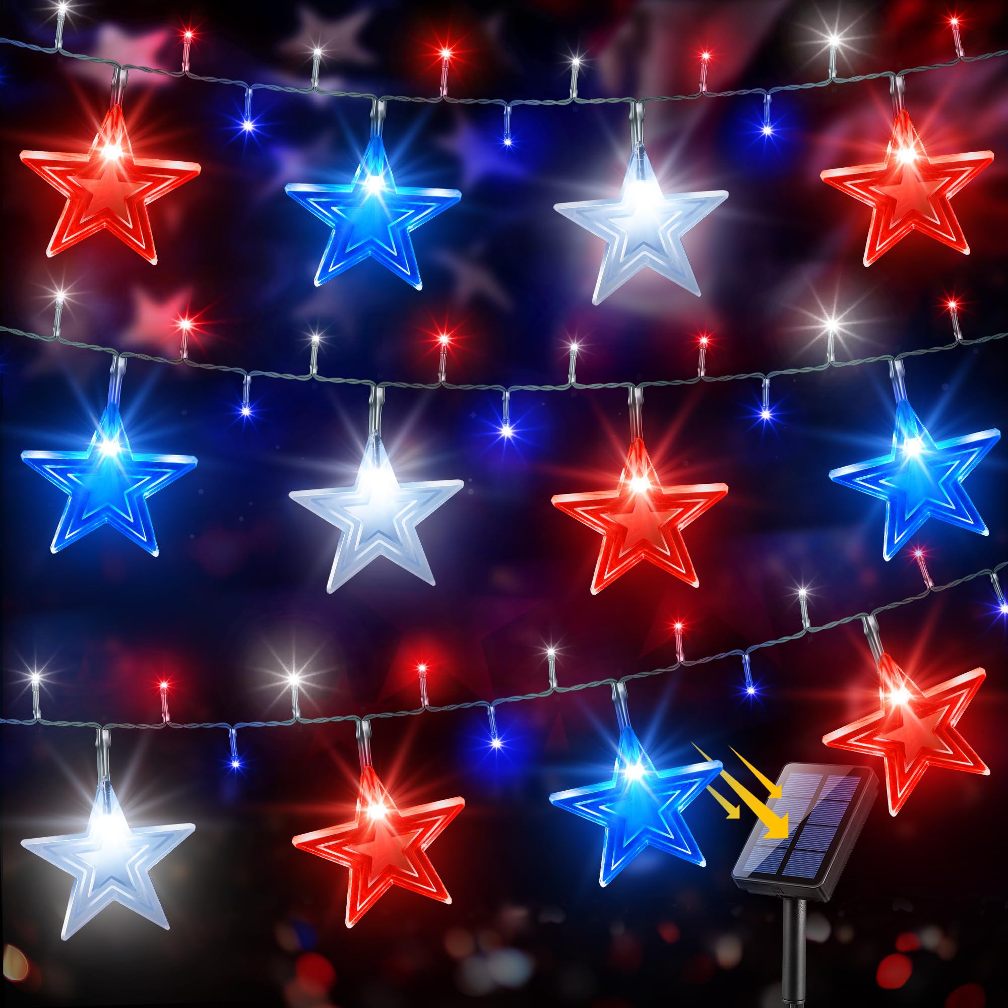 Snapklik.com : Enhon 4th Of July Decor Solar Red White Blue Stars ...