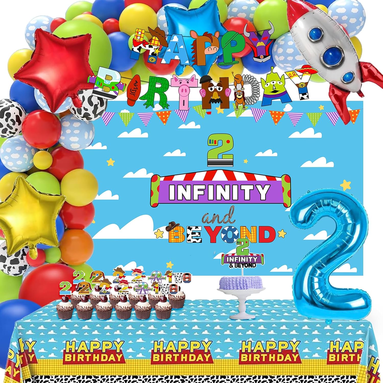 Amazon.com: Crenics Two Infinity and Beyond Birthday Decorations - Two ...