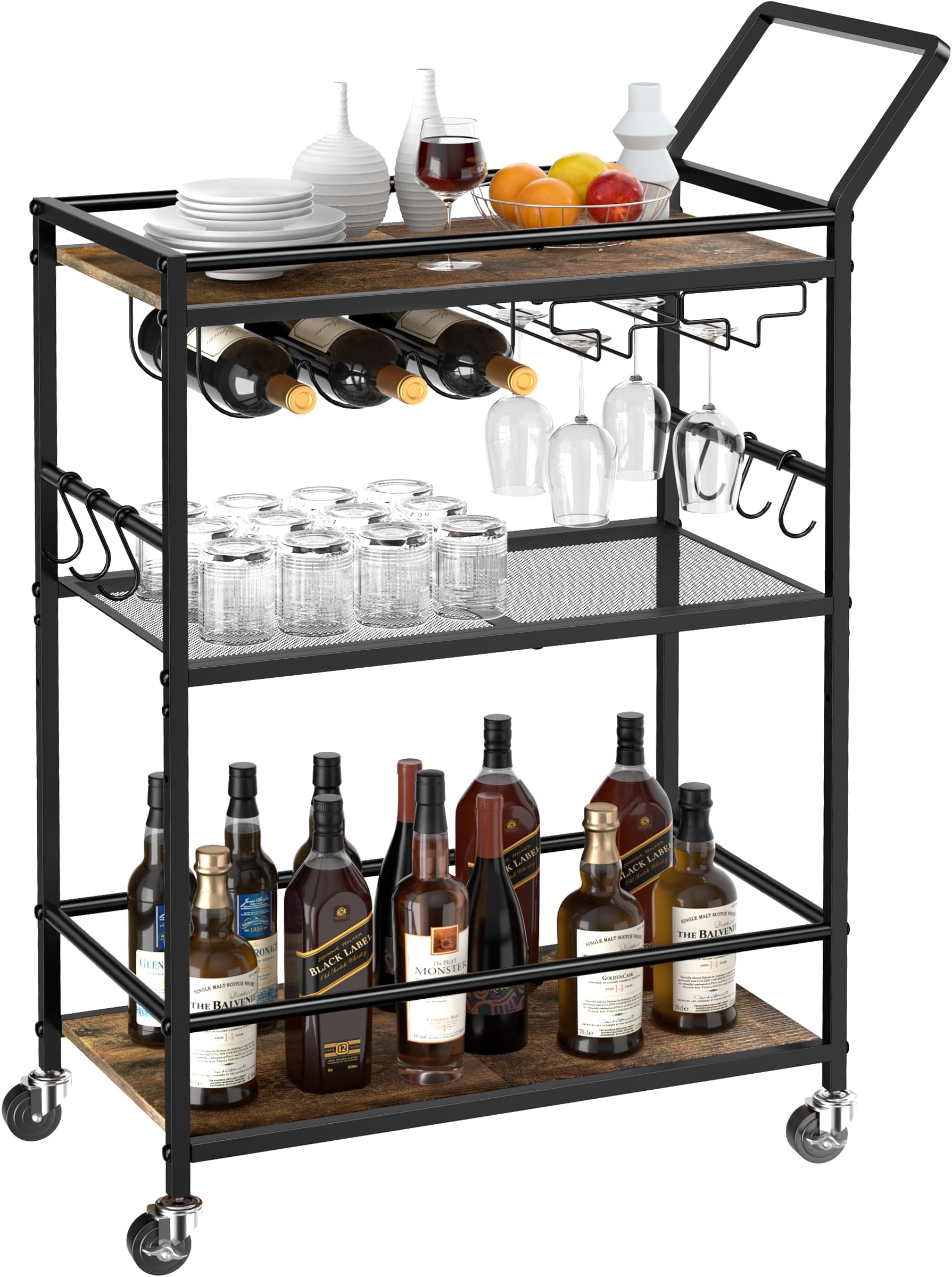 Amazon.com - eletecpro 3-Tier Bar Cart Mobile Home Bar Serving Tool ...