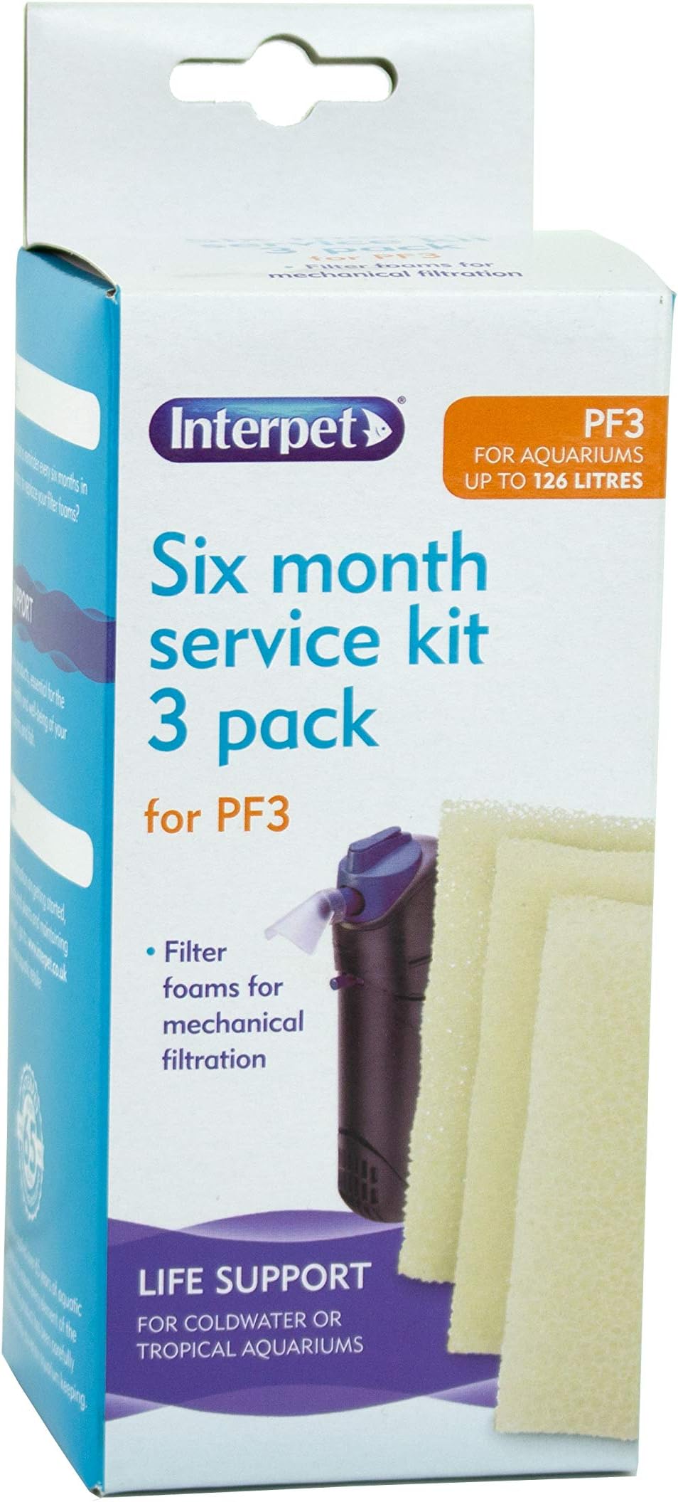 Interpet Replacement Plain Foams for the PF1 Power Filter, 6 Month (3 ...