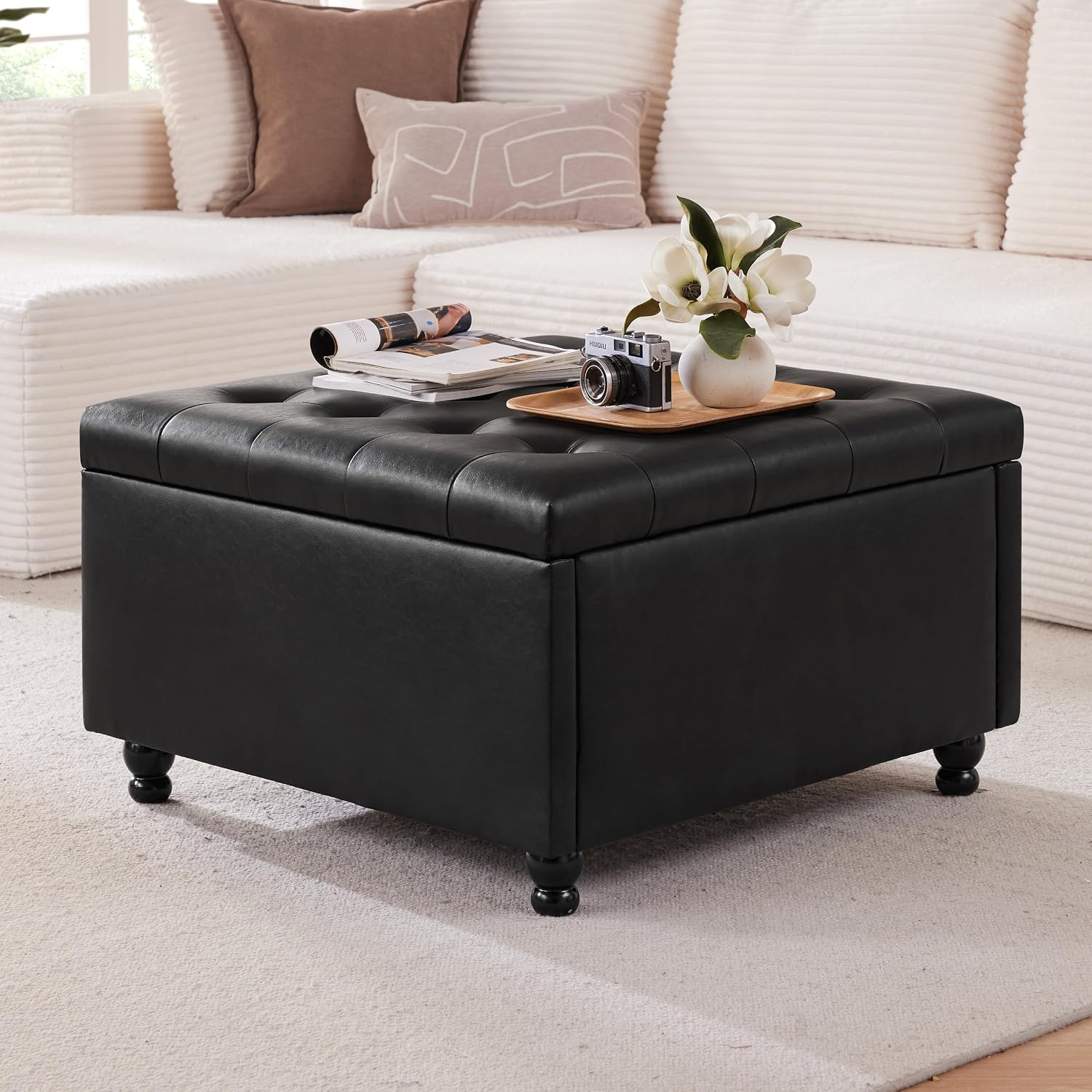 Amazon.com: Weture 30 Inch Large Square Storage Ottoman Coffee Table ...