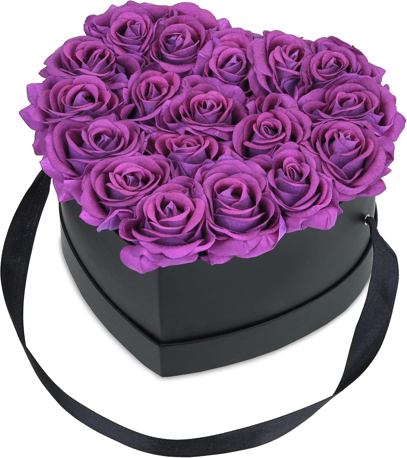 Relaxdays Rose Box Heart, 18 Roses, Sturdy Flower Box, Black, 10 Year ...