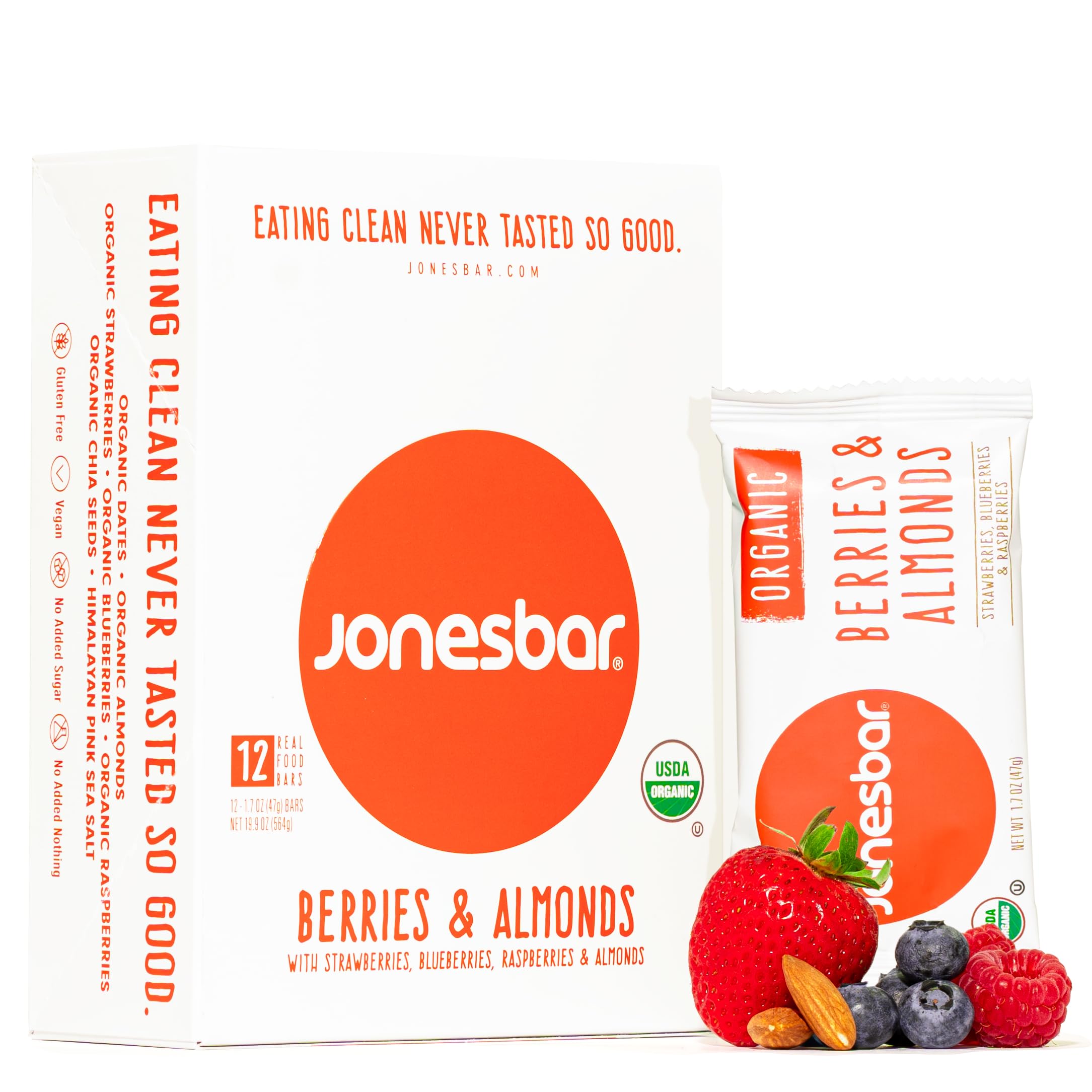 Amazon.com: JONESBAR (Berries and Almonds, 12 Count (Pack of 1)), USDA ...
