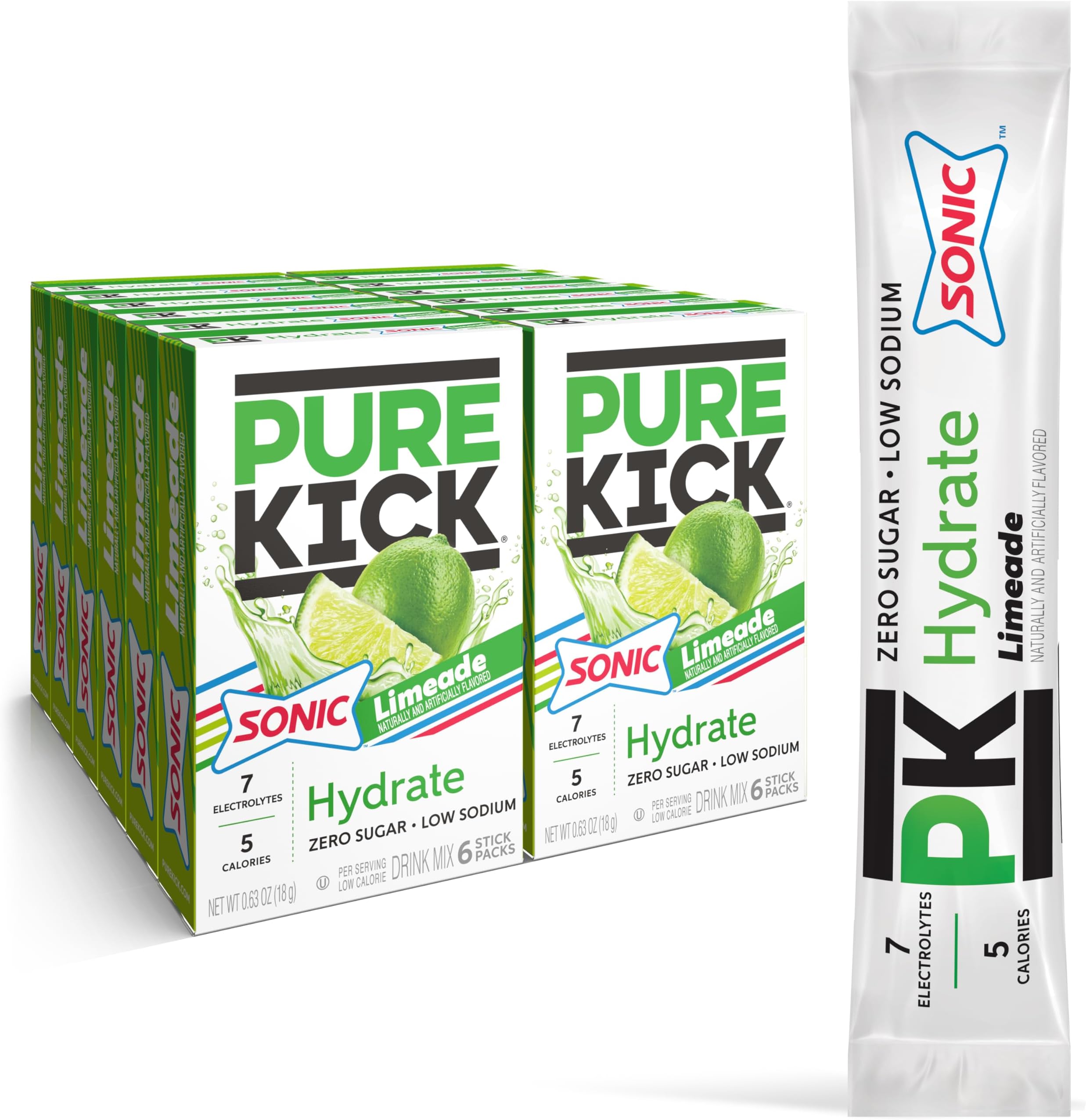 Amazon.com: PURE KICK Hydration Singles to Go Drink Mix, Sonic Limeade ...