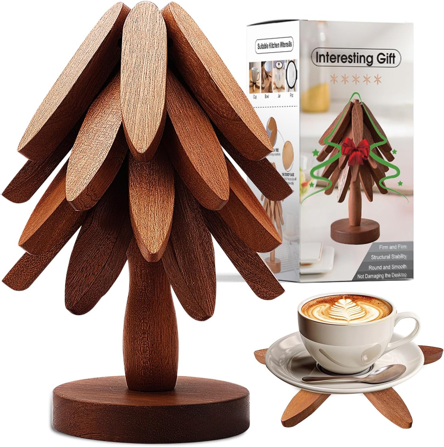 Amazon.com: Wooden Tree Trivets for Hot Dishes & Pans, for Kitchen ...
