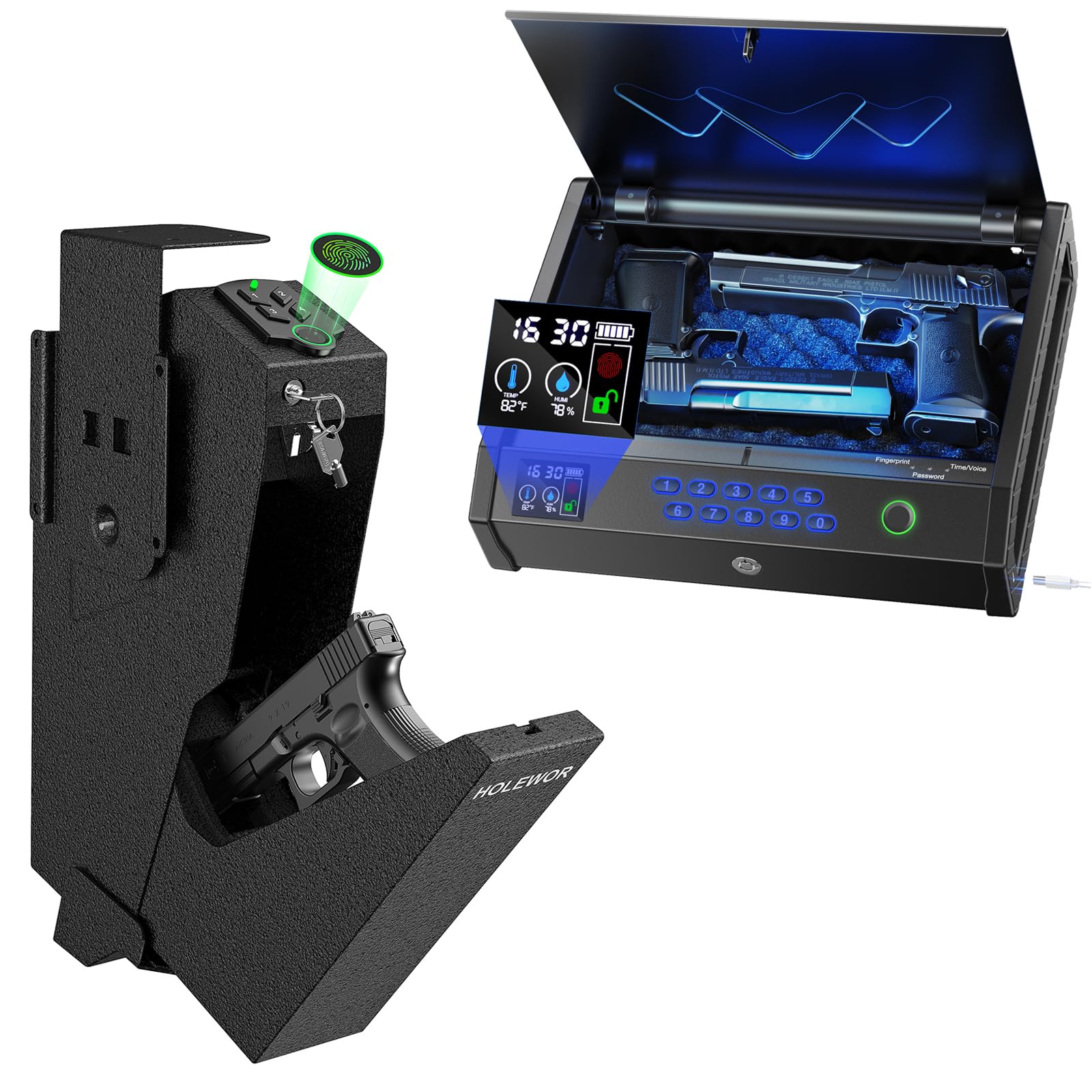 Amazon.com: Biometric Gun Safe for Handgun Drop Down Pistol Safe ...