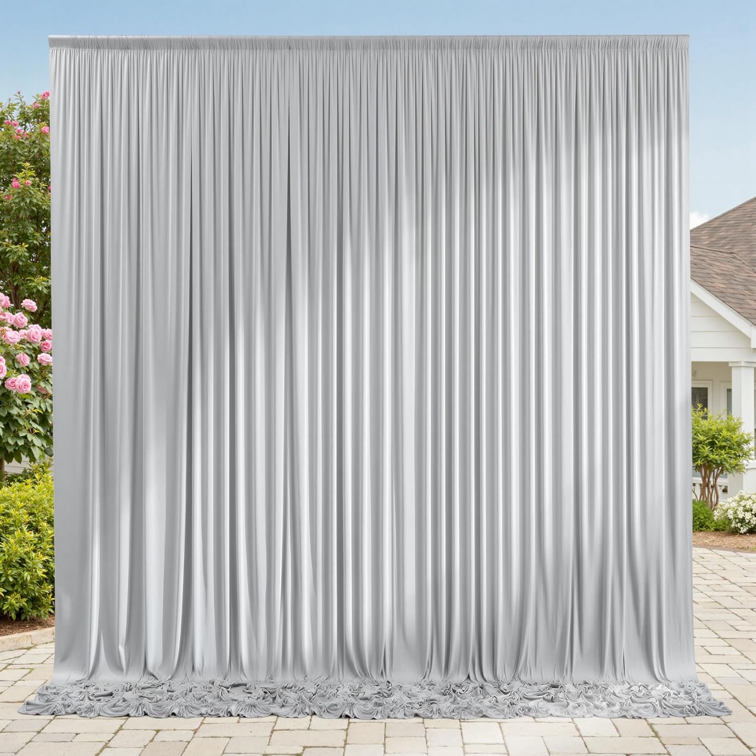 Amazon.com: 10ftx8ft Wrinkle Free Silver Backdrop Curtain for Parties ...