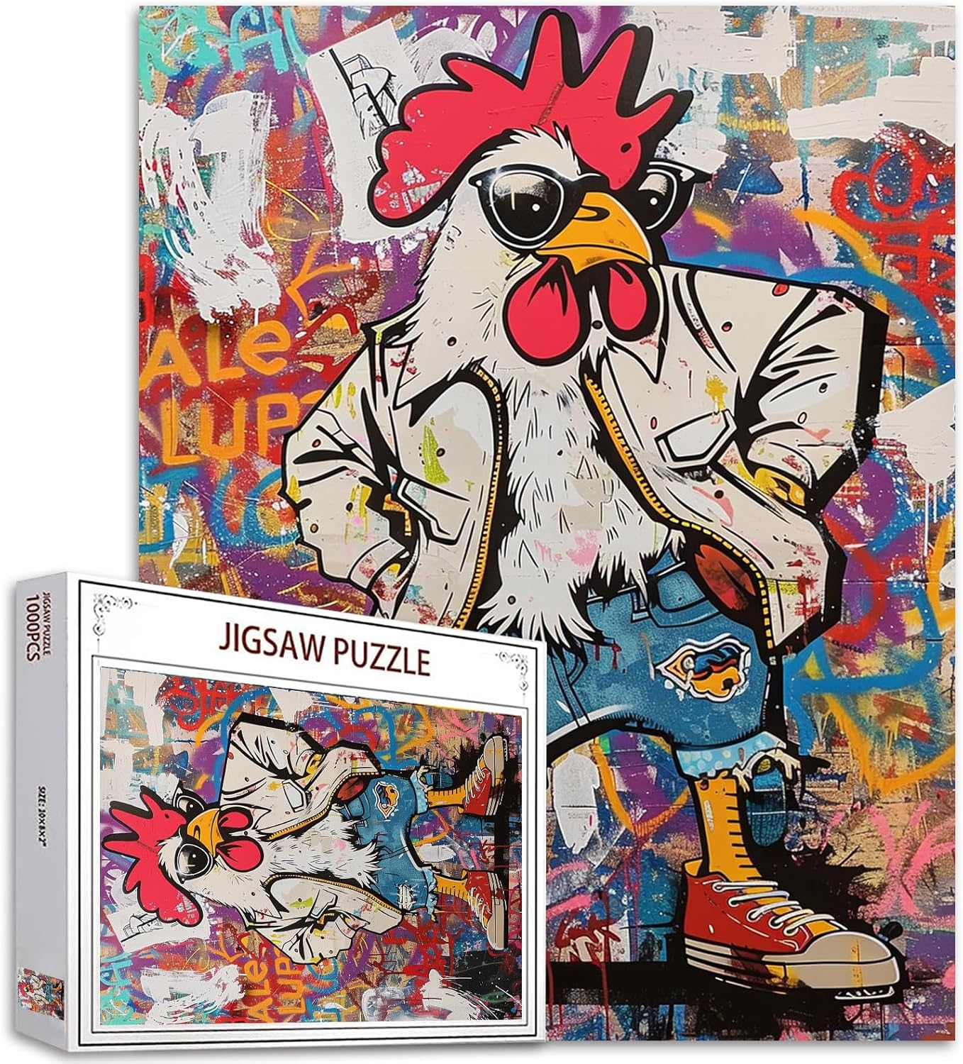 Amazon.com: 1000 Pieces Hippie Chicken Puzzles,Jigsaw Puzzles for Adults Abstract Cock 1000 ...