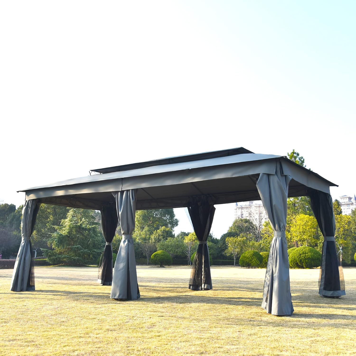 Amazon.com : 9‘x18‘ Large Gazebo Canopy with Galvanized Steel Double ...