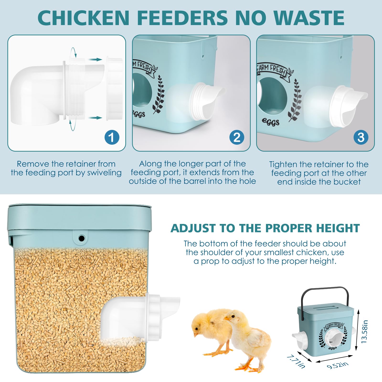 Snapklik.com : Tgeyd Chicken Feeder, 10 LB Chicken Coop Accessories ...