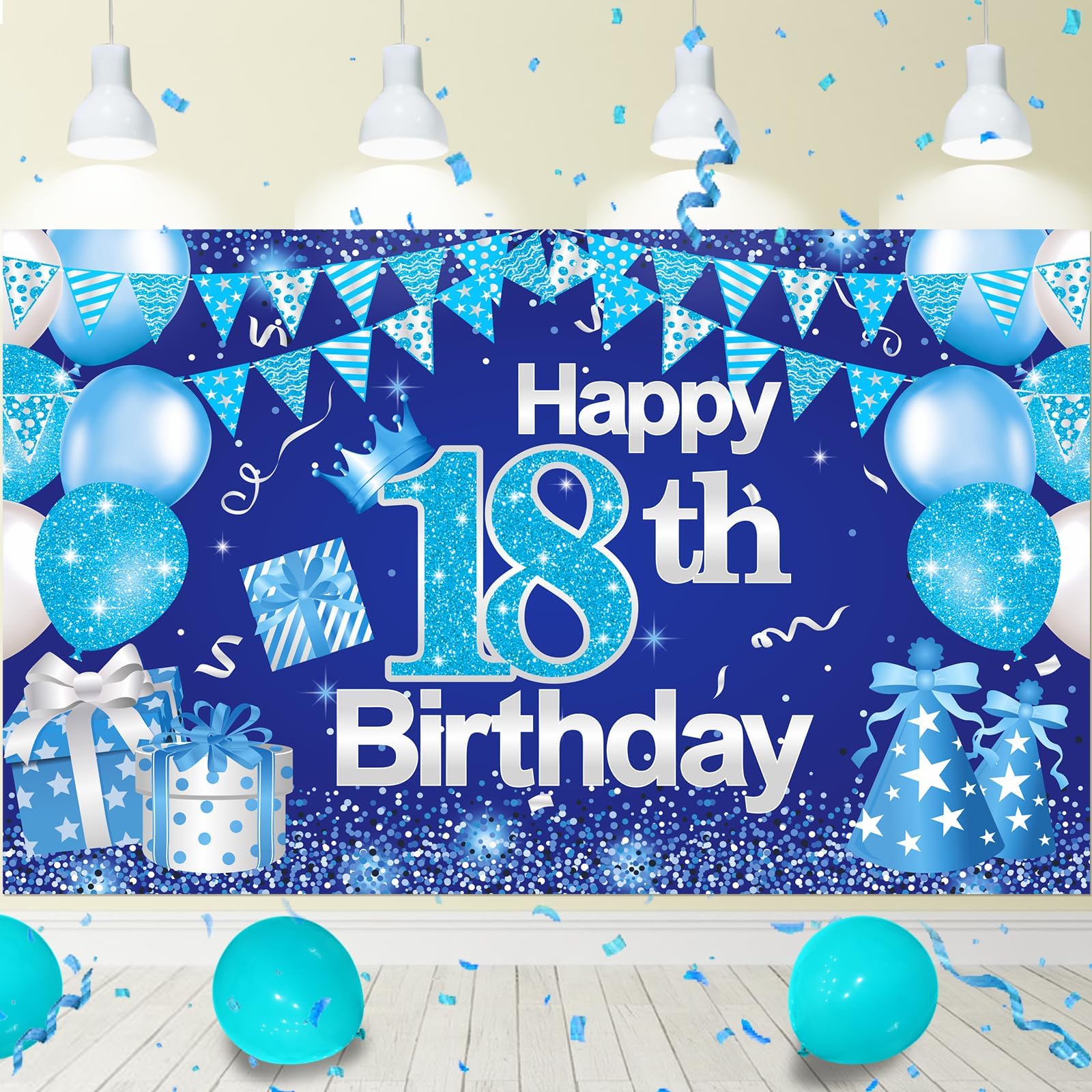 Amazon.com : Blue 18th Birthday Decorations for Boys 18th Birthday ...