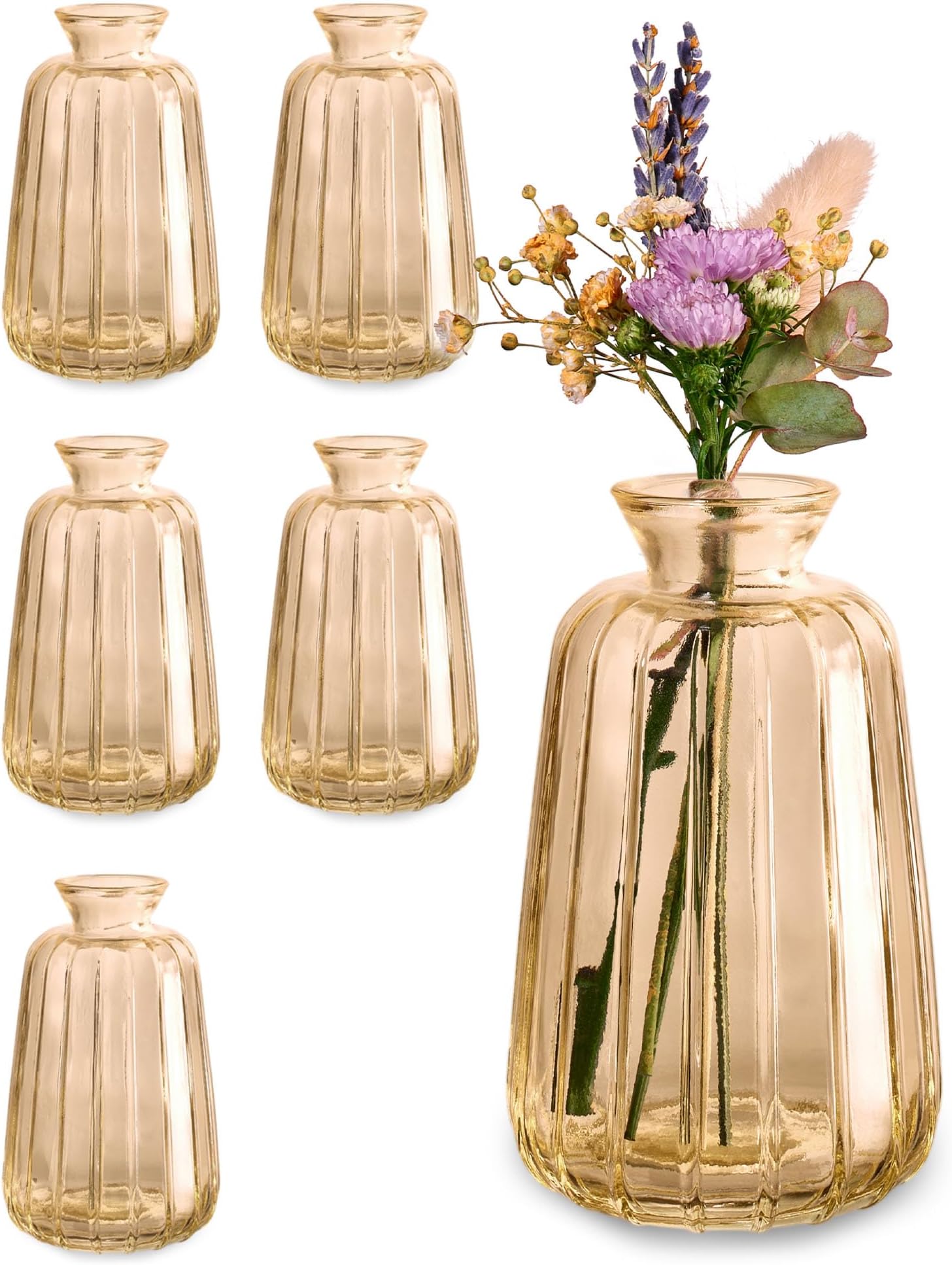 Praknu Small Vases for Table Decoration - Glass Vase Set of 12 - With ...