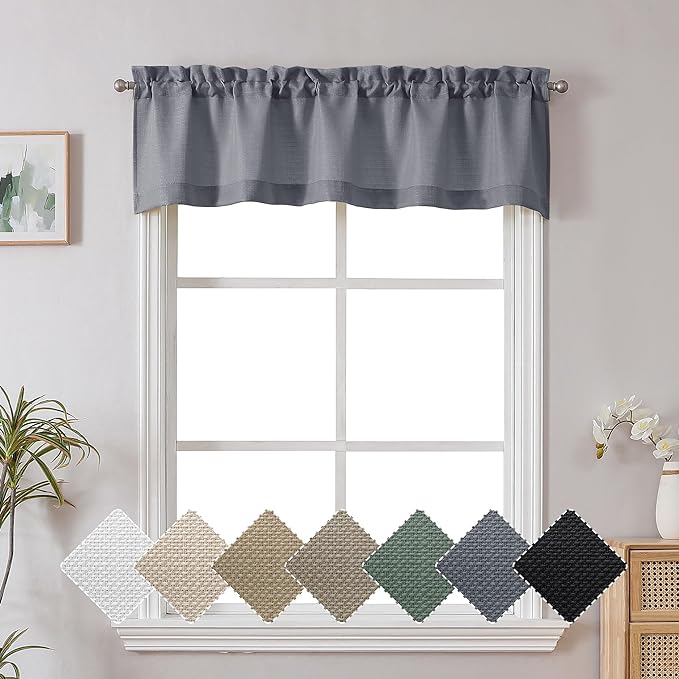 Amazon.com: Chyhomenyc Dark Grey Valance for Windows, Light Filtering ...