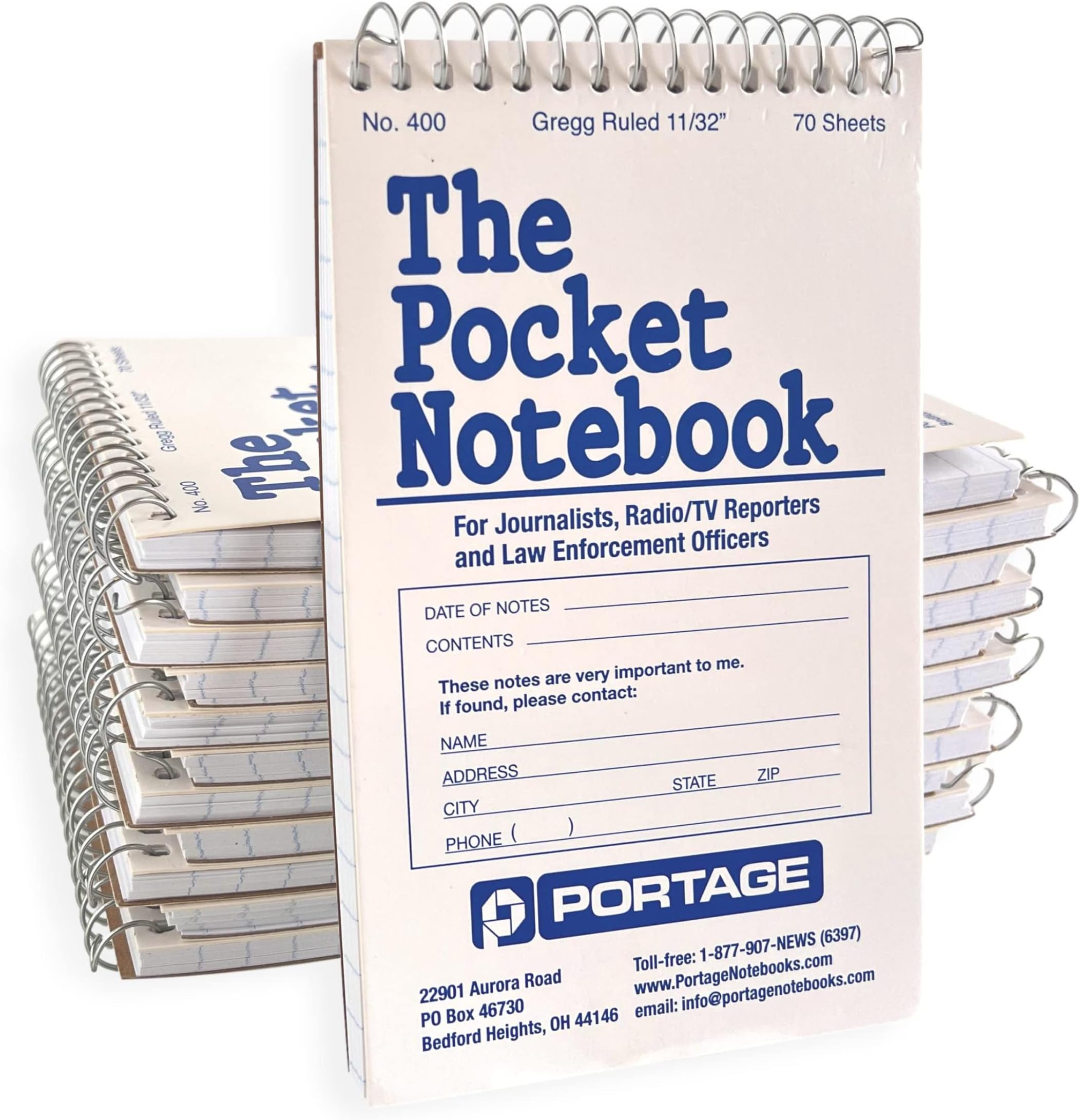 Amazon.com : Portage Reporters Notebook – Top Bound Spiral Notepad ...