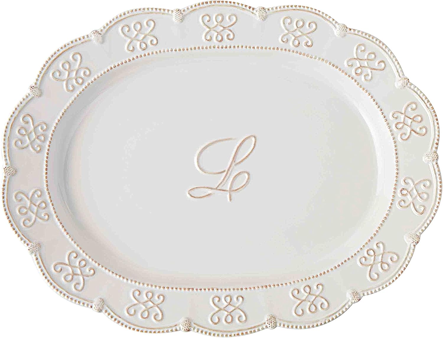 Amazon.com | Mud Pie "L" Initial Oval Serving Platter: Platters