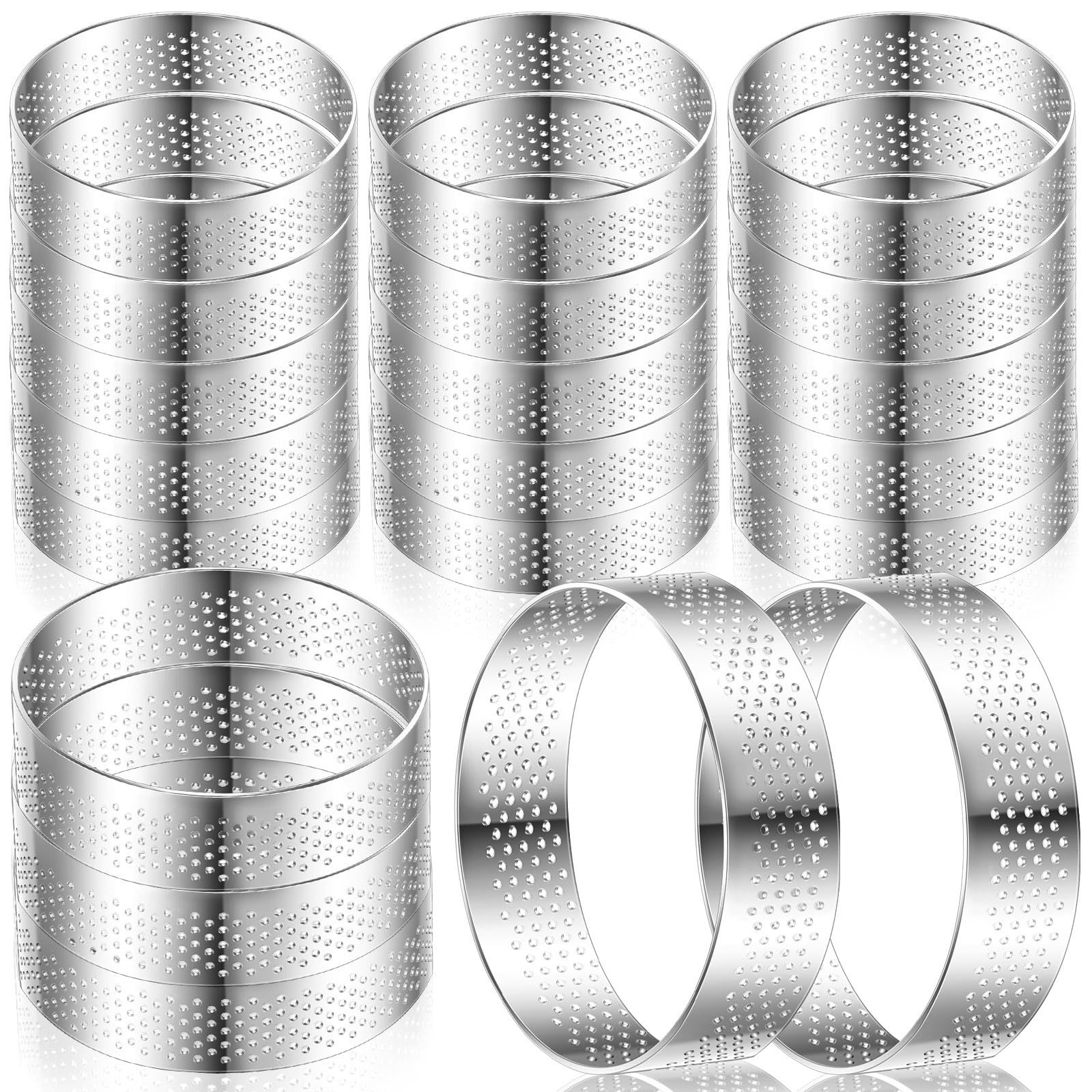 Amazon.com: Mumufy 20 Pcs Perforated Tart Rings Round Tart Ring ...