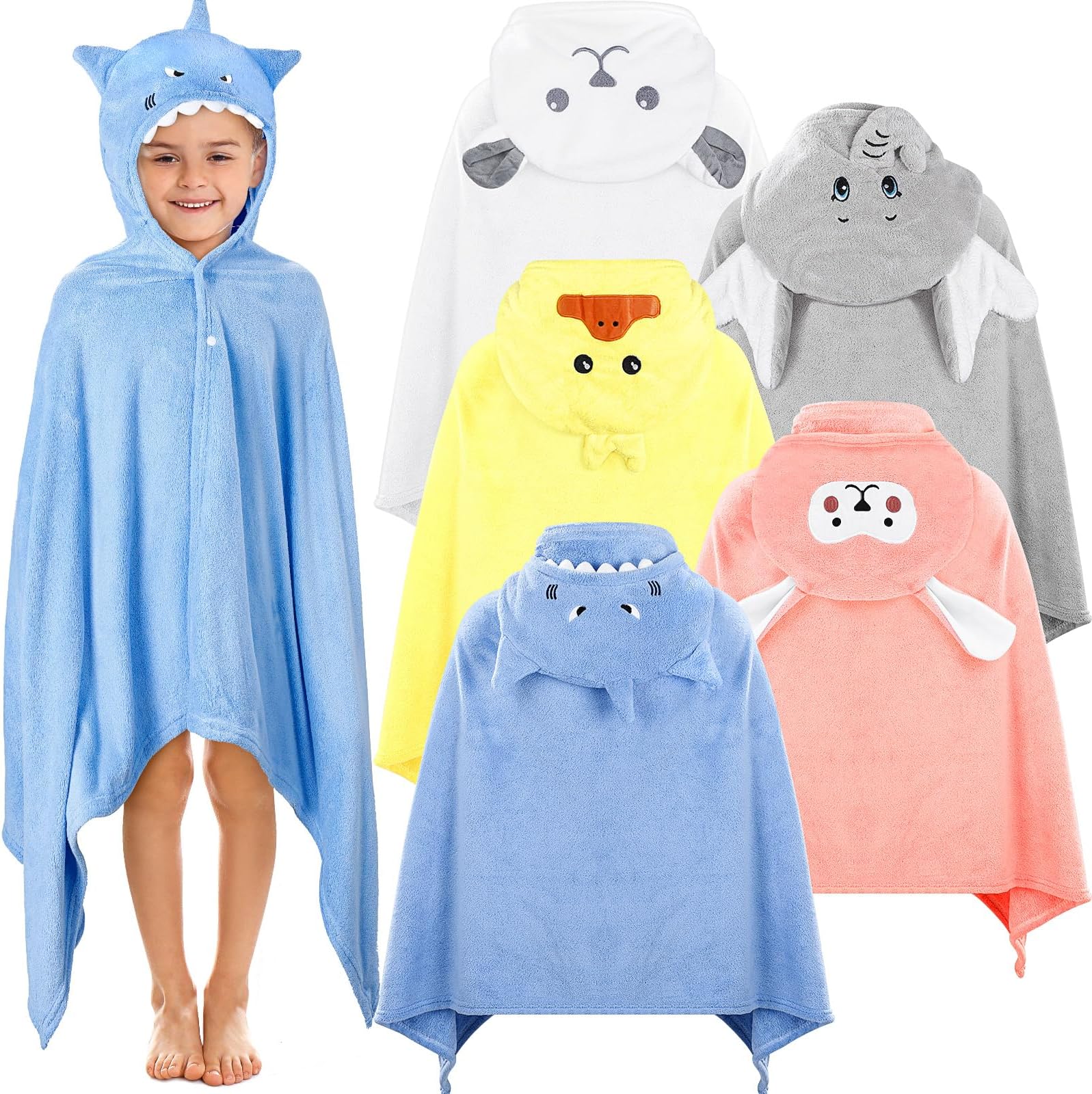 Amazon.com: Preboun 5 Pcs Kids Hooded Bath Towel Set 27.5" x 55" Soft ...