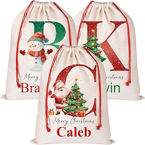 Amazon.com: HooAMI Personalized Santa Sack with Initial Name - Large ...