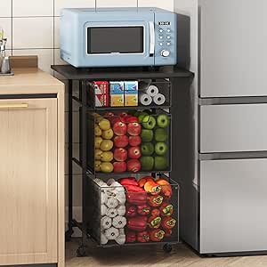 Amazon.com: Rolling Kitchen Microwave Cart with Drawer, 4-Tier ...