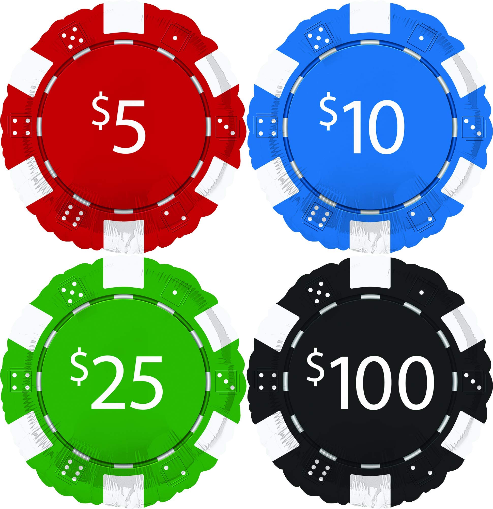Amazon.com: (4) 18 Inch Casino Night Poker Chips Foil Balloons : Toys ...