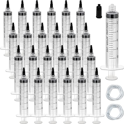 30 Pack 10ml Plastic Syringes without Needle, Luer Lock Syringes with ...