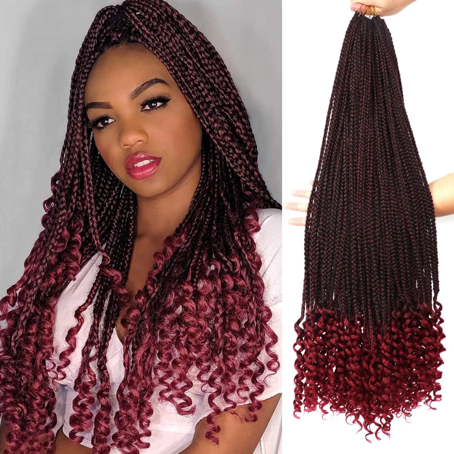 6Packs Crochet Braids Box Braids Extensions Hair Prelooped Crochet Hair ...
