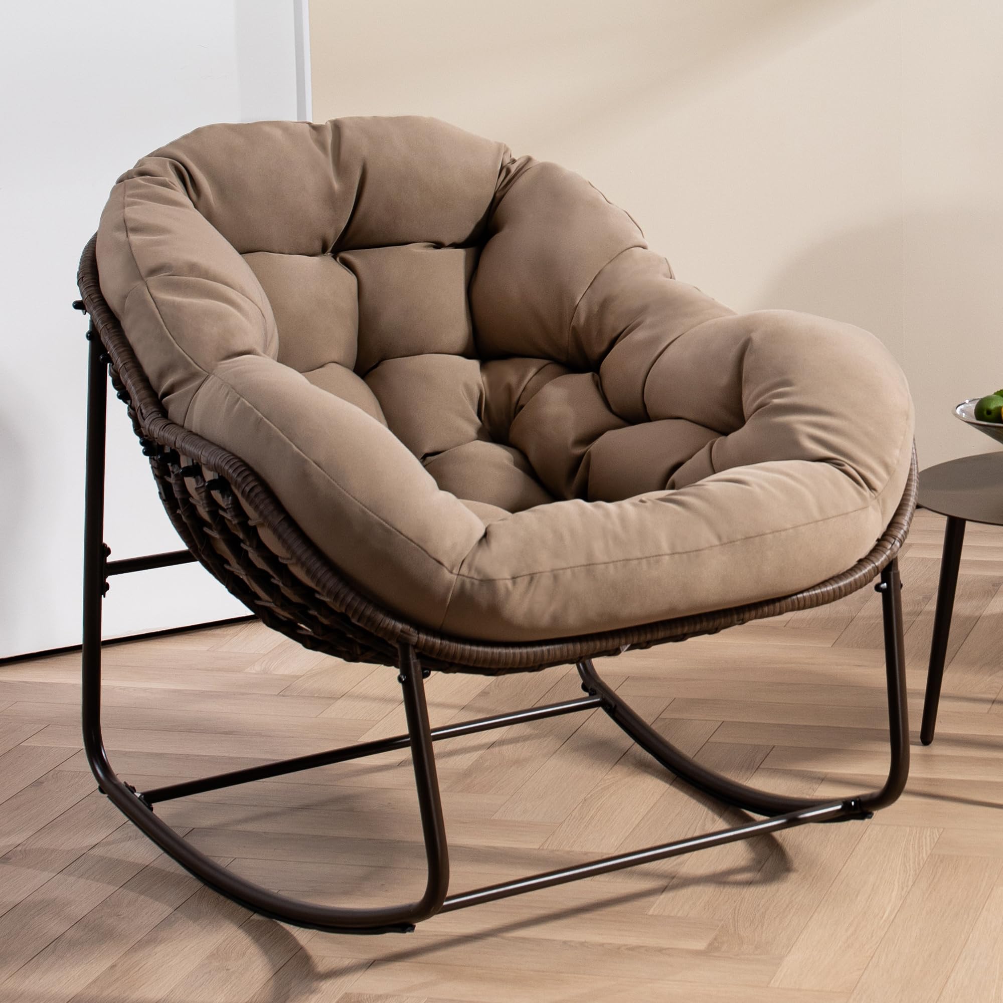 Amazon.com : HOMEFUN Papasan Rocking Chair Indoor, Oversized Outdoor ...