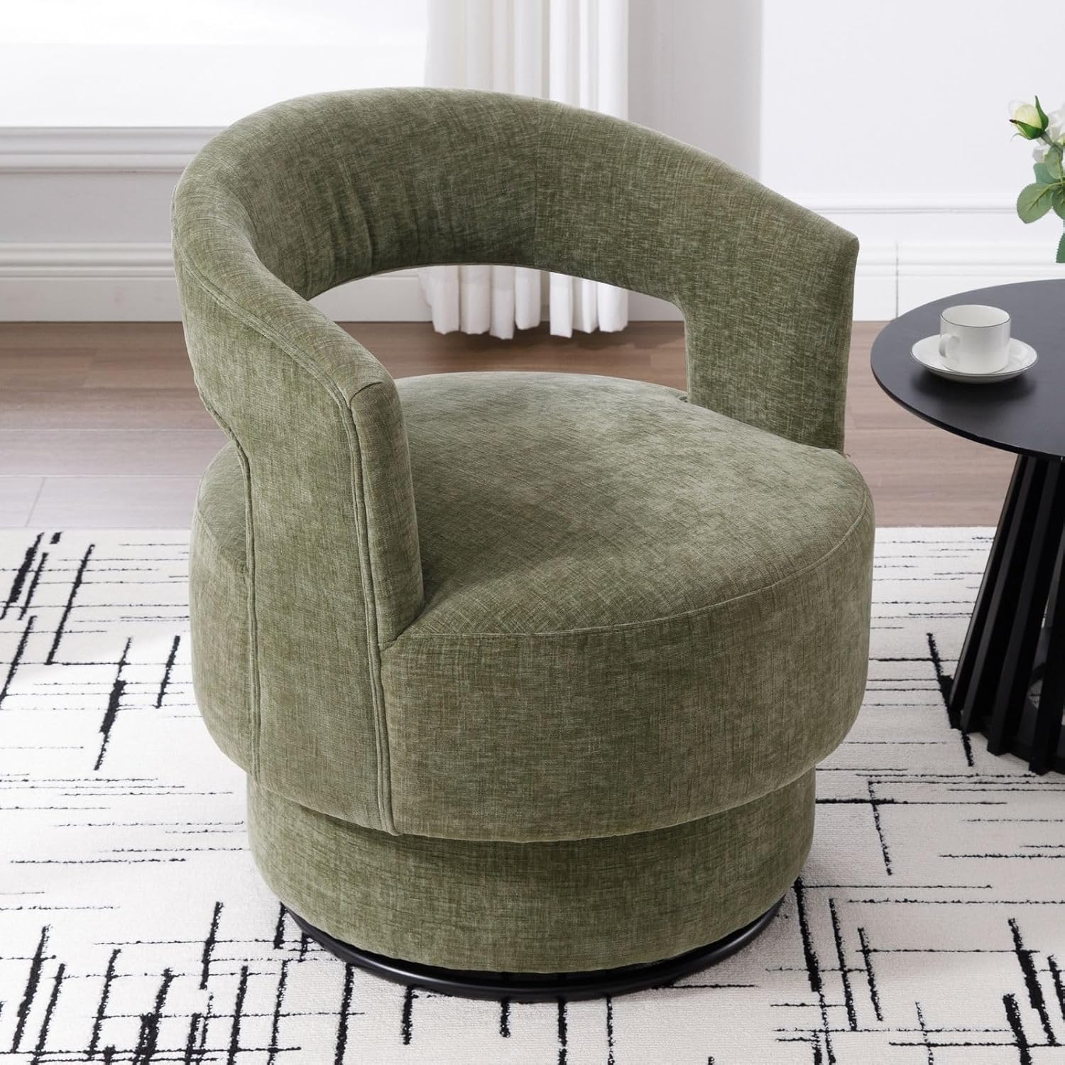 Amazon.com: LukeAlon Chenille Swivel Round Accent Chair, Modern ...