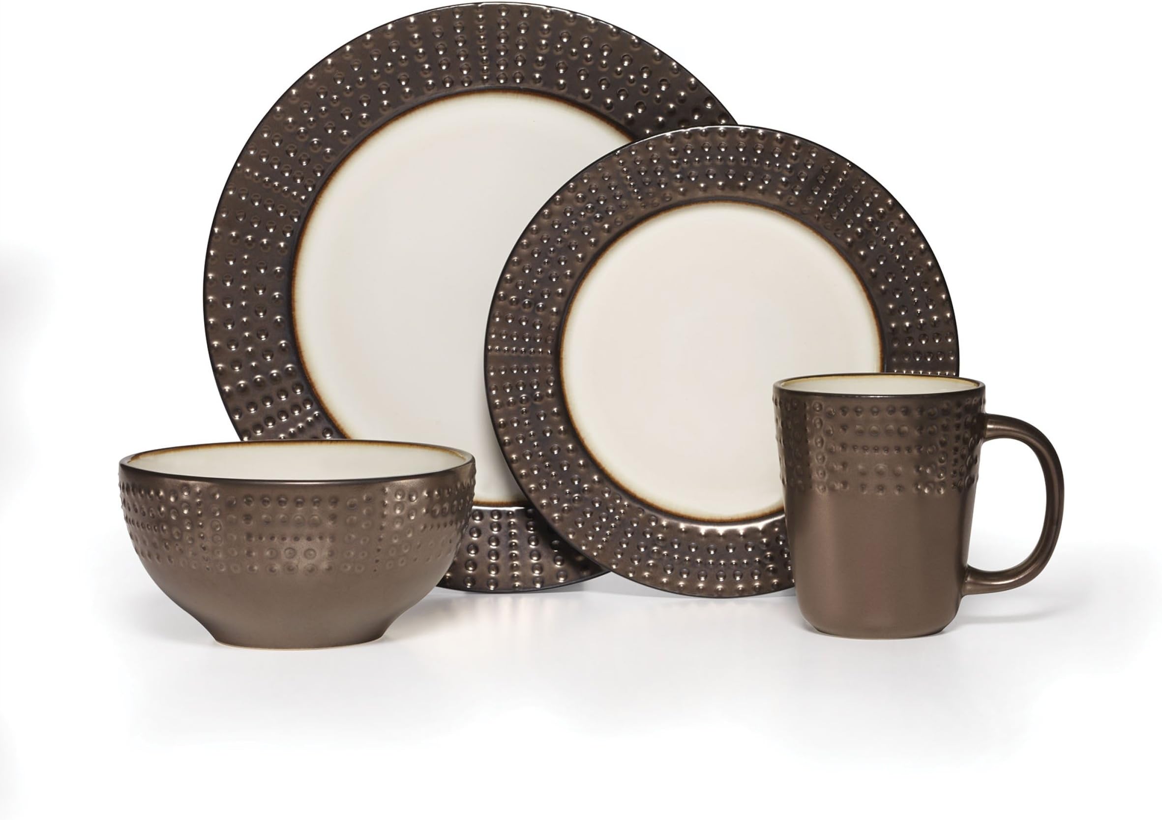 Amazon.com | Gourmet Basics by Mikasa Brandi Gray 16-Piece Dinnerware ...