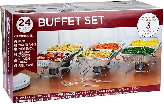 Amazon.com: 24 Piece Party Serving Kit Includes Chafing Dish Buffet Set ...