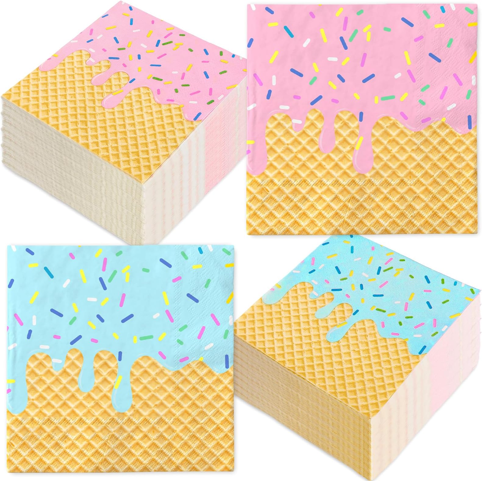 Amazon.com: FYSUIMU 50Pcs Summer Ice Cream Paper Napkin Pink Blue ...