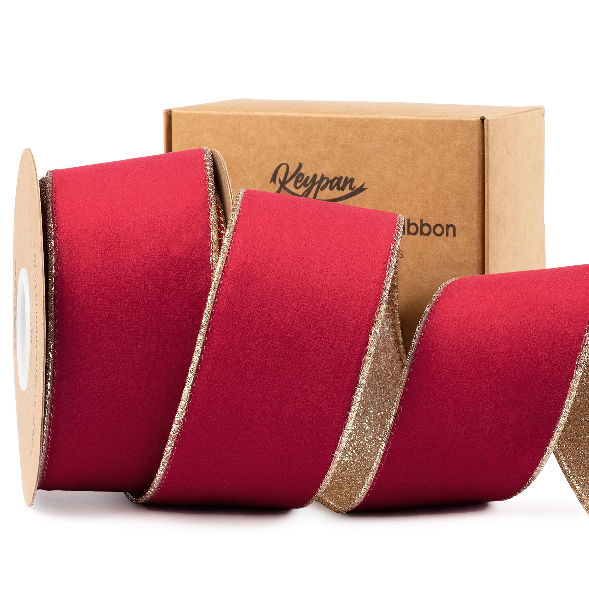 Amazon.com: Keypan Christmas Ribbon Wired Red Velvet Ribbon for ...