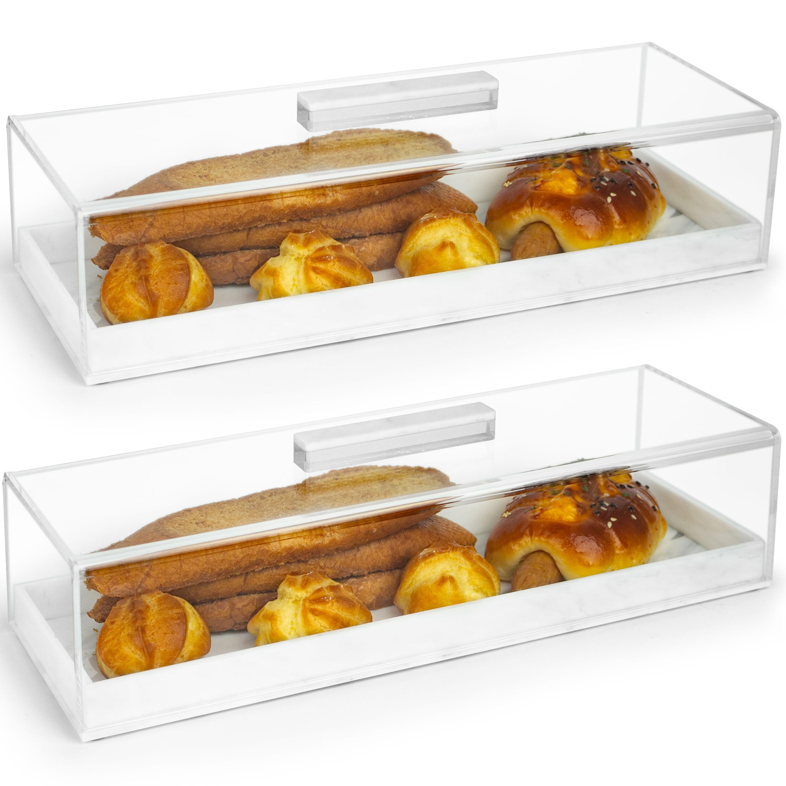2PCS Acrylic Rectangular Cake Tray - Multifunctional Cake Stand with ...