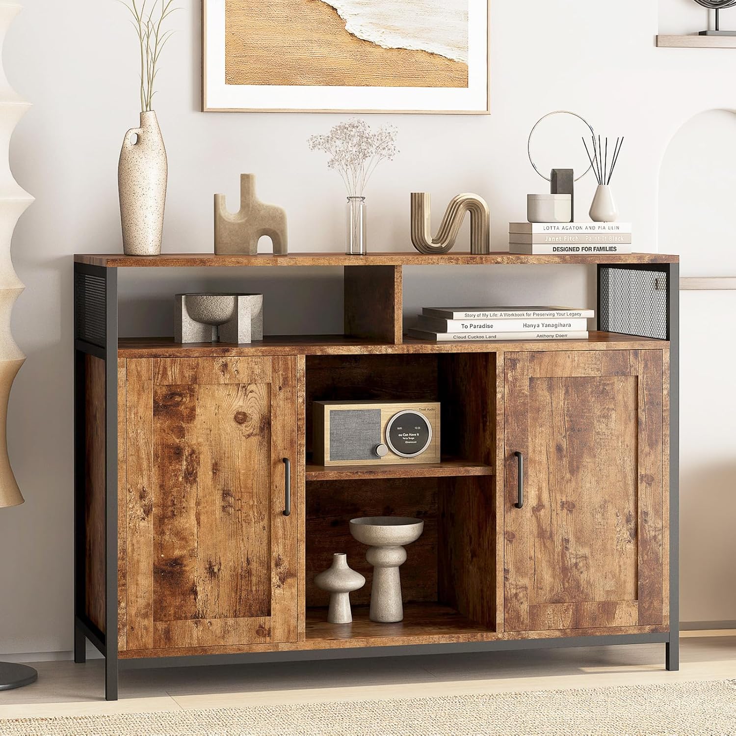 Amazon.com - GOSROMS Buffet Sideboard Cabinet with Storage, Modern ...