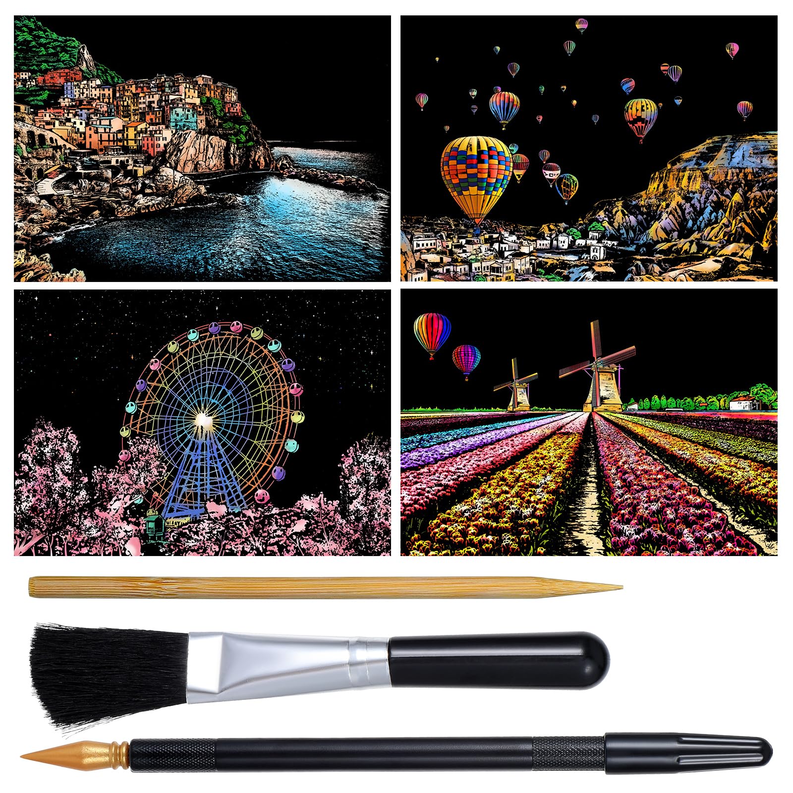 Snapklik.com : Yolev 4 Sheets Scratch Art Adult Scratch Painting ...