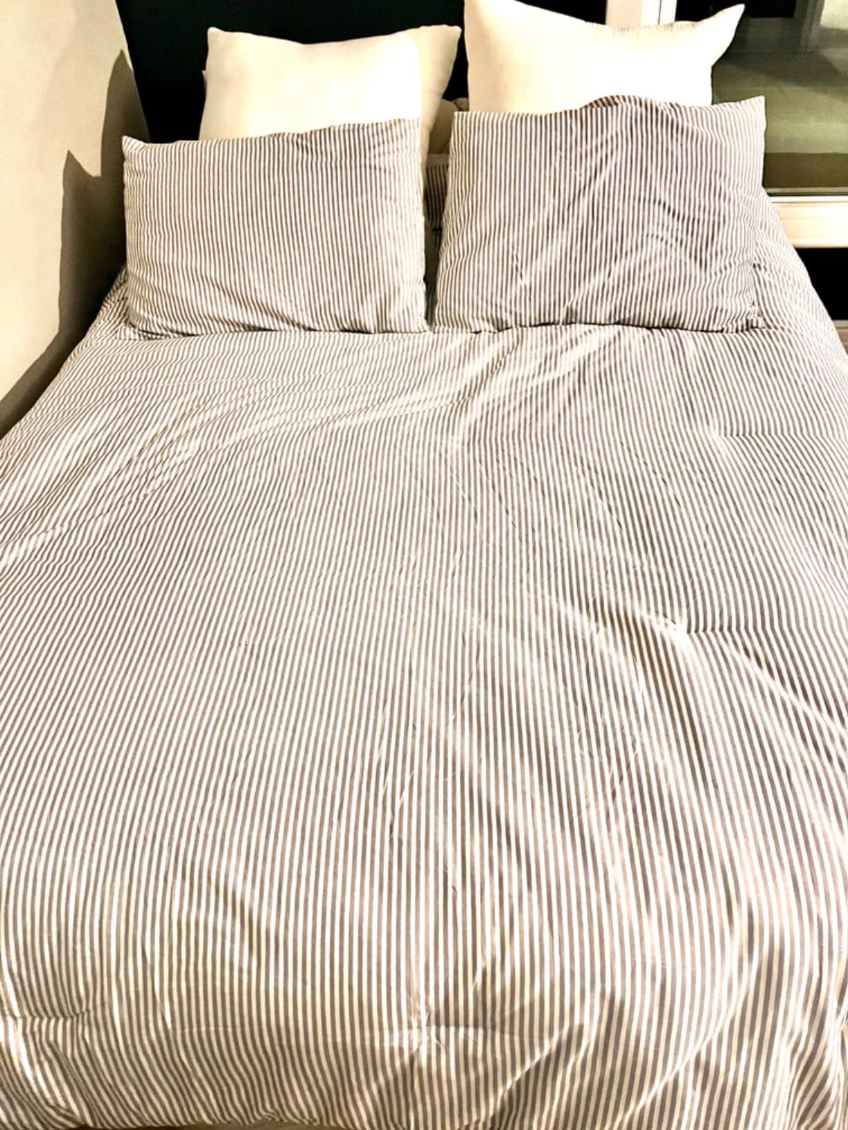 Wake In Cloud - Gray White Striped Comforter Set, Grey White Vertical ...