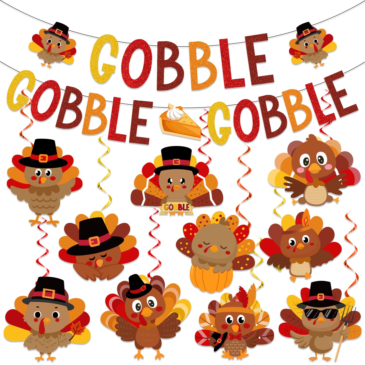 Snapklik.com : Brown Thanksgiving Decorations Turkey Hanging Swirls ...