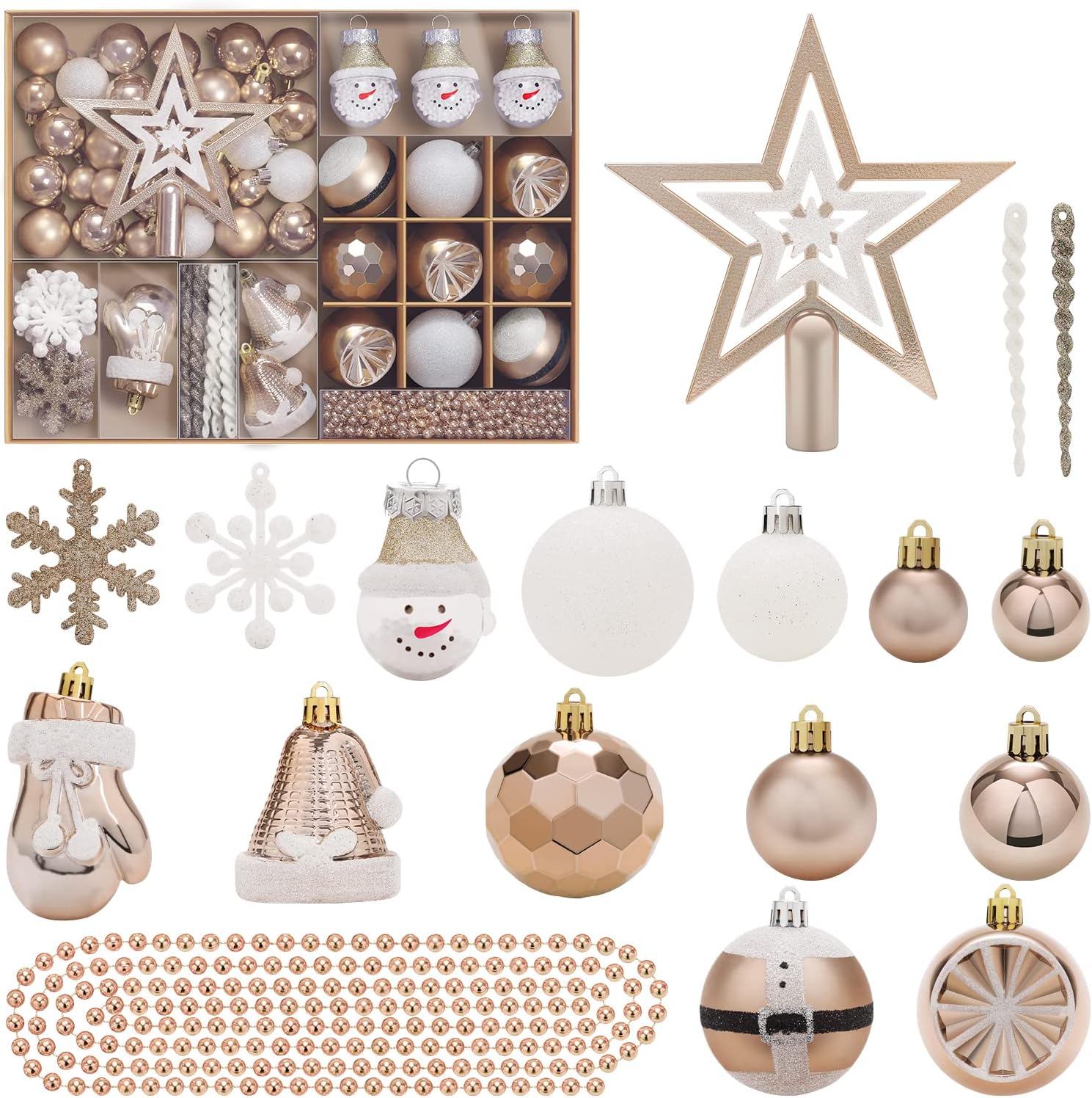 Amazon.com: SY Super Bang 90PCS Shatterproof Champagne Gold Christmas ...