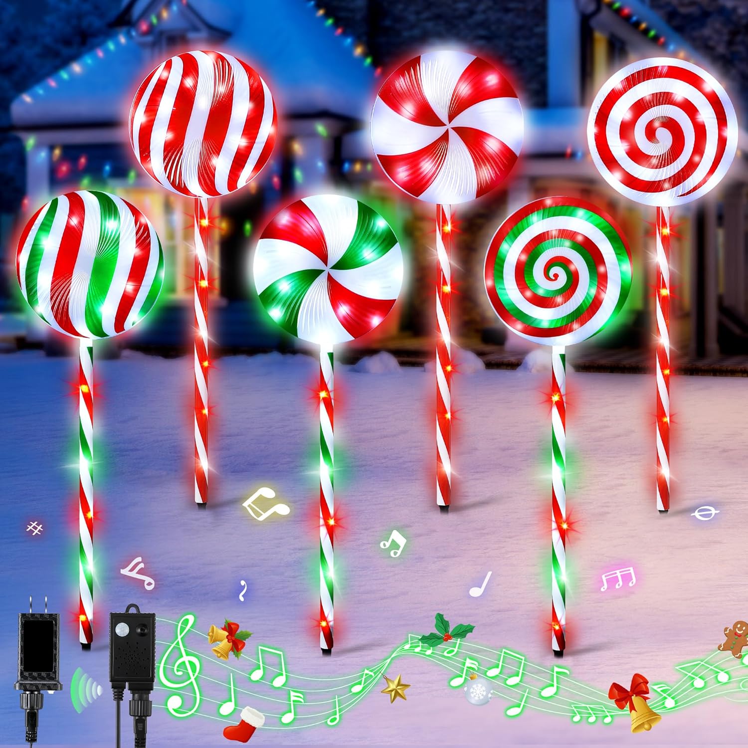 Amazon.com : ElectricWise 6 in 1 Lollipop Christmas Pathway Lights ...