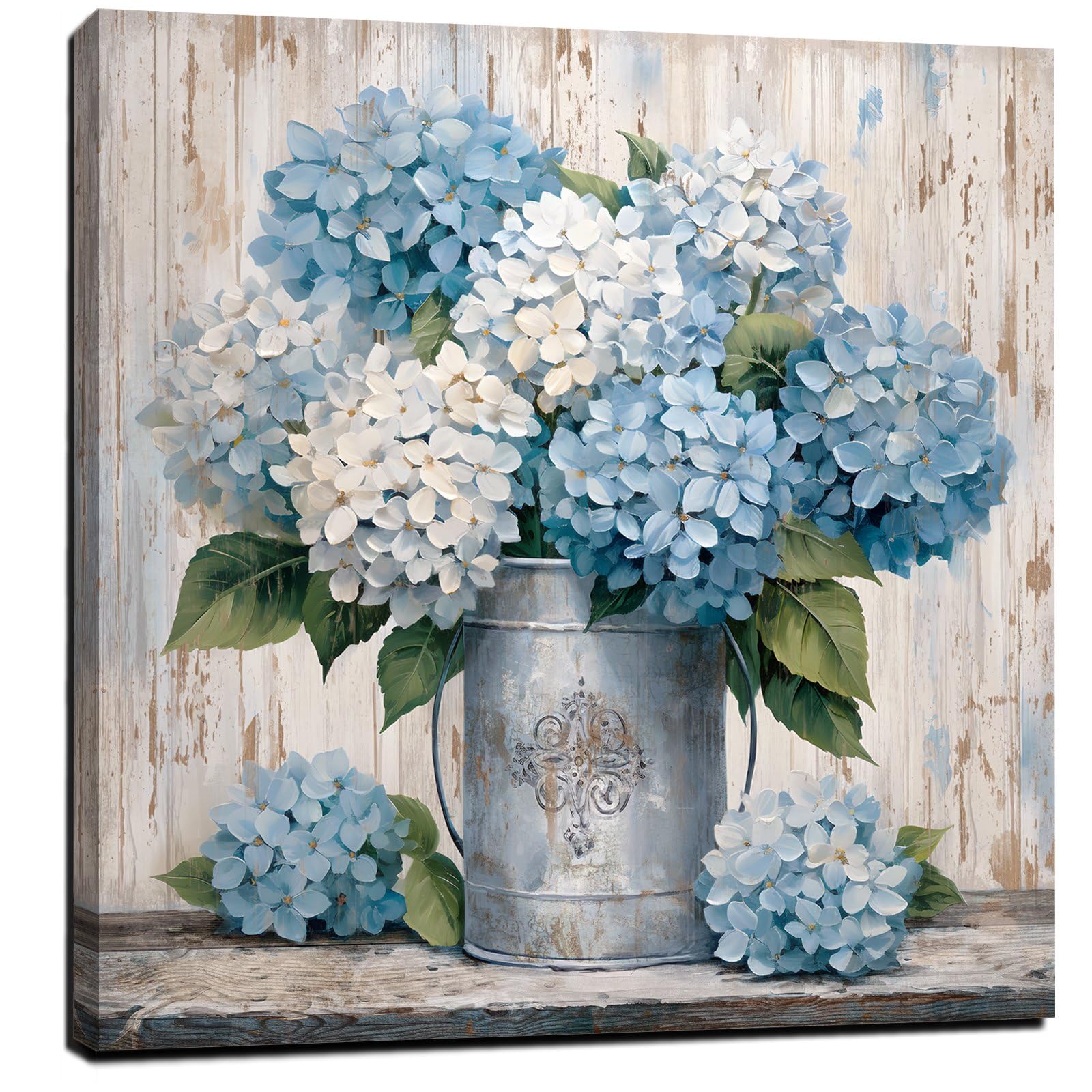 Amazon.com: LAIART Blue Hydrangea Wall Art Farmhouse Wall Decor Flower ...