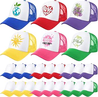 Patelai 24 Pcs Sublimation Blank Trucker Hats Baseball Caps Mesh Caps ...